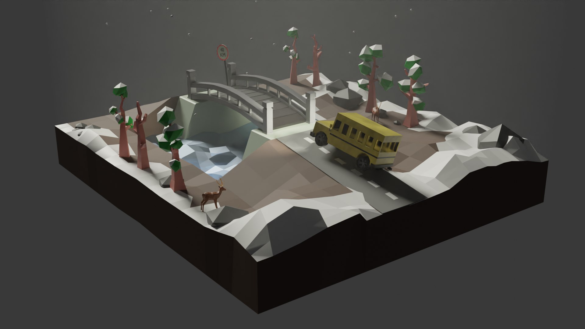 3D Diorama Bus Model - TurboSquid 1721933