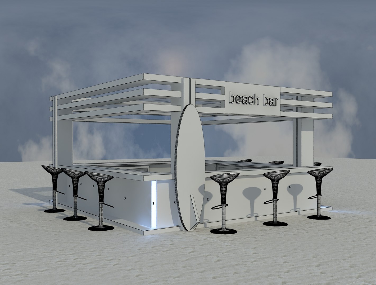 Beach bar area 3D model - TurboSquid 1532857