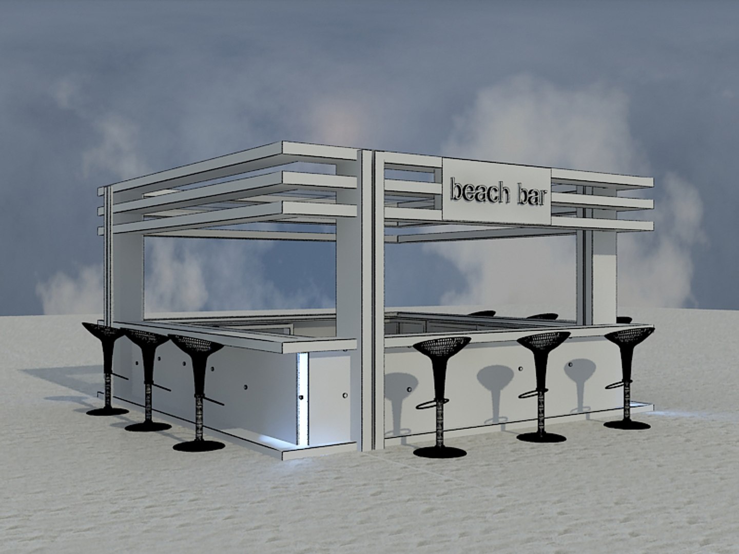 Beach bar area 3D model - TurboSquid 1532857