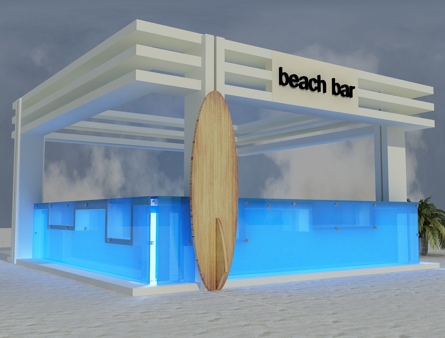 Beach bar area 3D model - TurboSquid 1532857