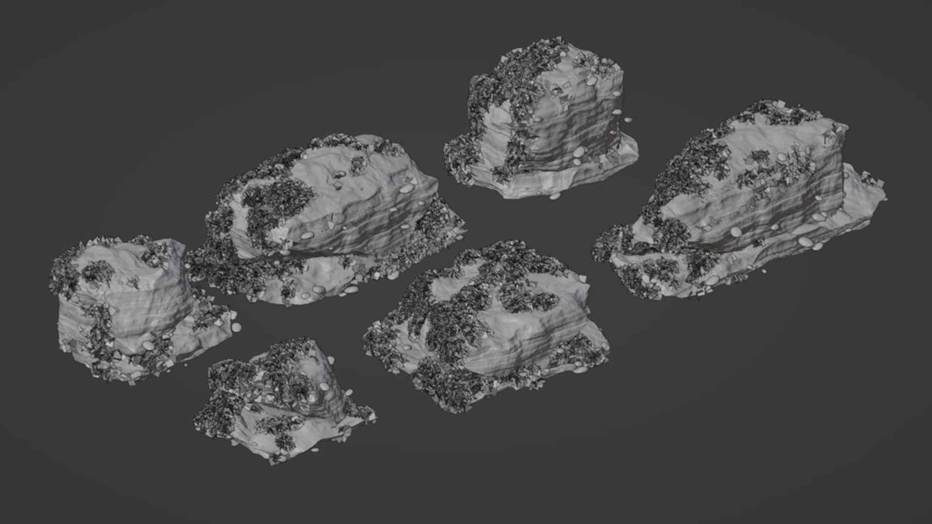 3D Cliff Rock Stone Asset Realistic Mountain Grass Blender Model ...