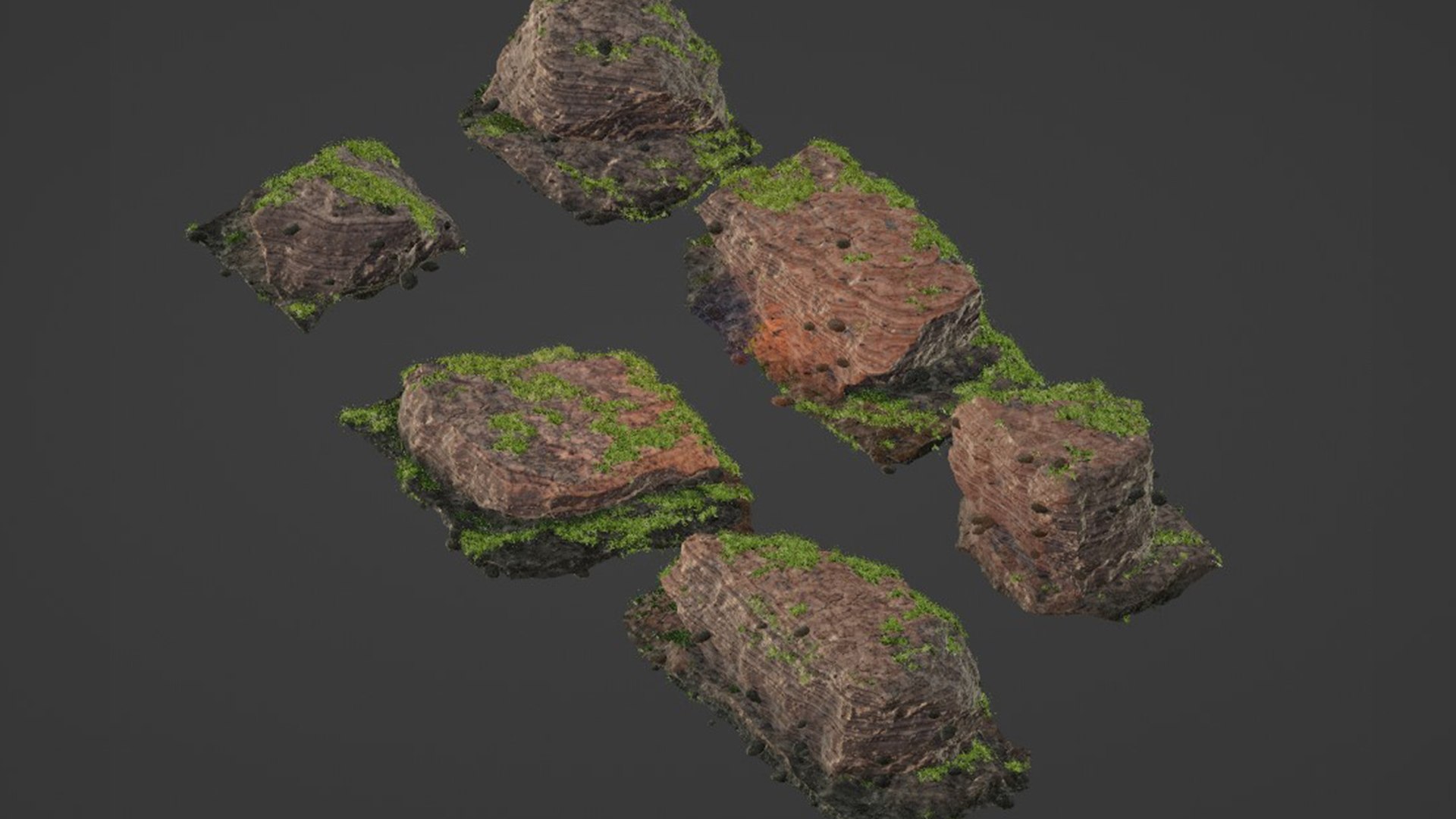 3D Cliff Rock Stone Asset Realistic Mountain Grass Blender Model ...