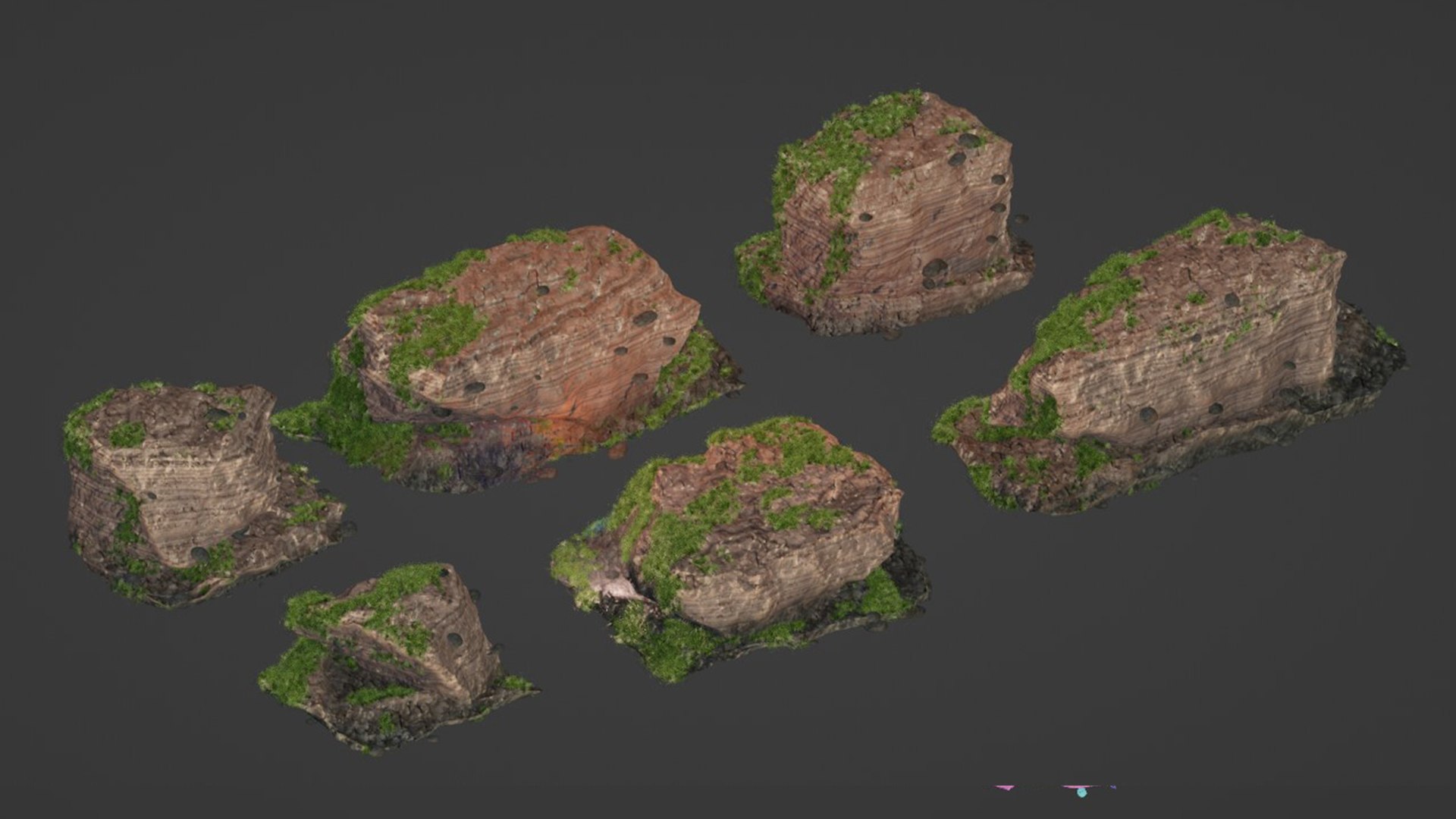3D Cliff Rock Stone Asset Realistic Mountain Grass Blender Model ...