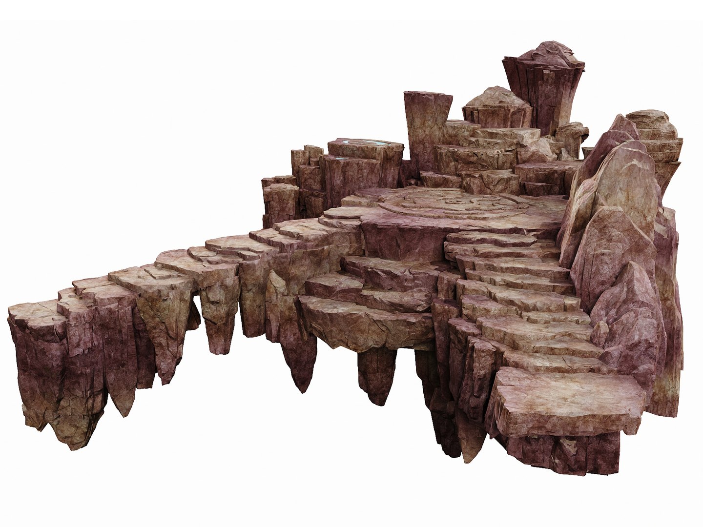 3D Model Game-Ready Stylized Cliff Steps - Modular Sandstone Plateau ...