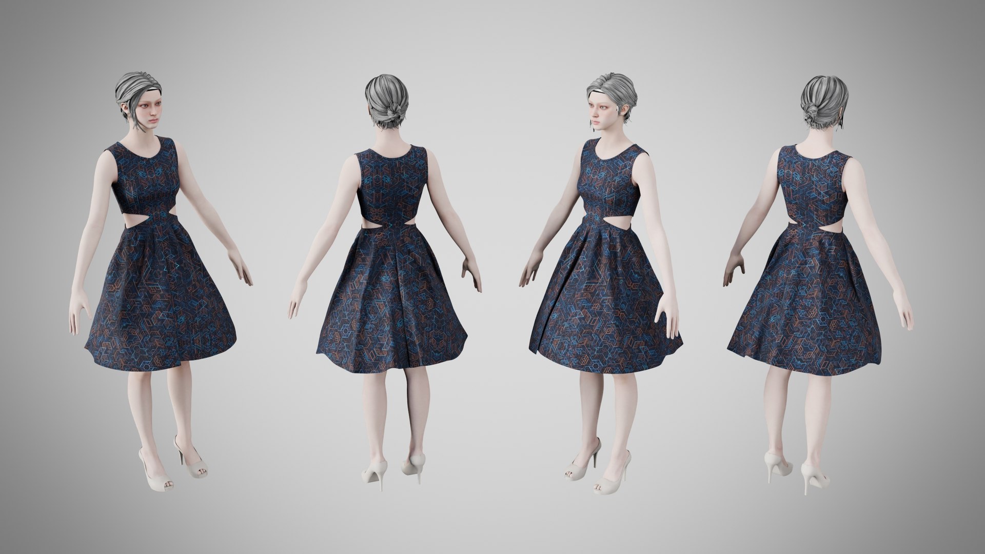 3D Dress 33 Neon Circuit Blocks - TurboSquid 2501120