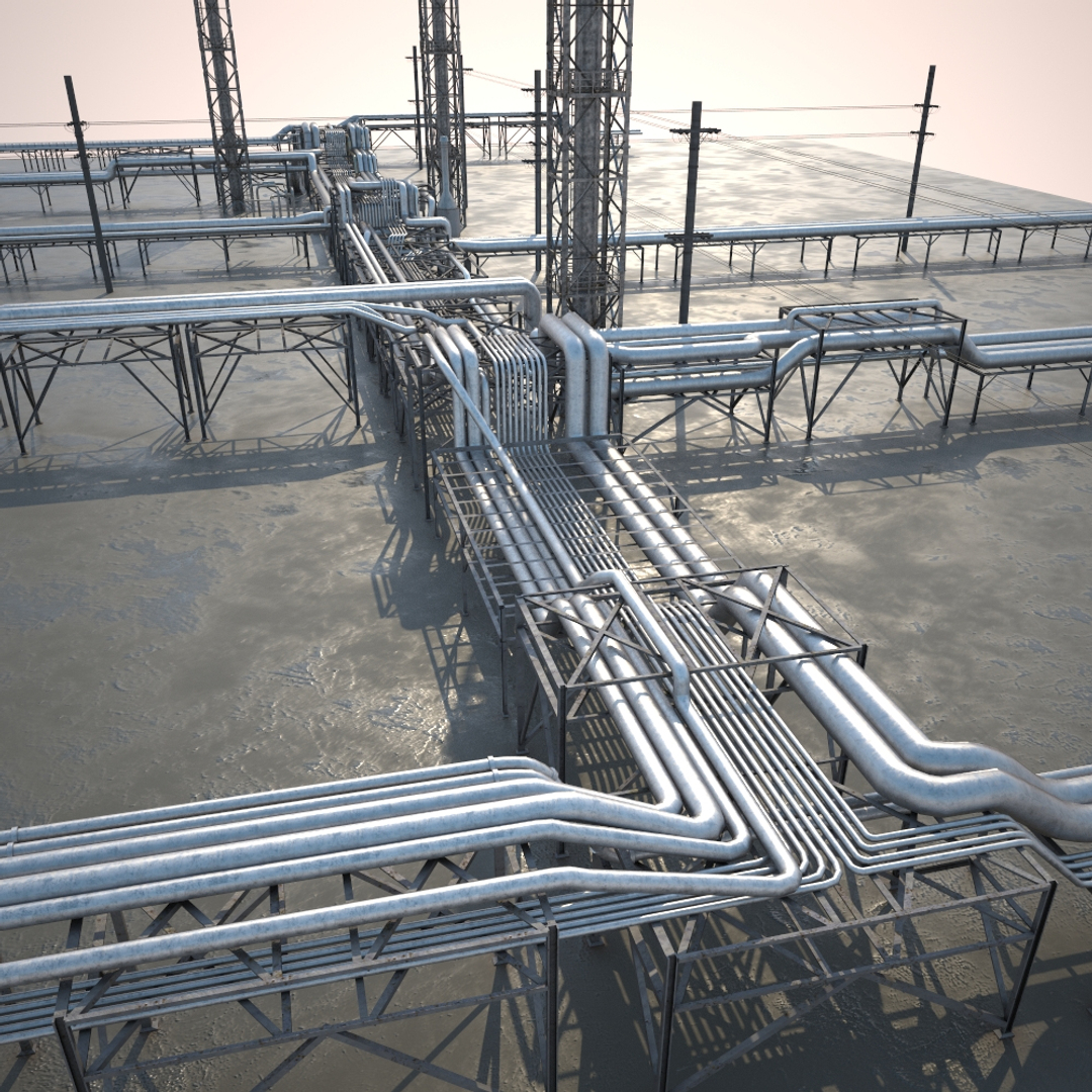 3d model industrial pipes