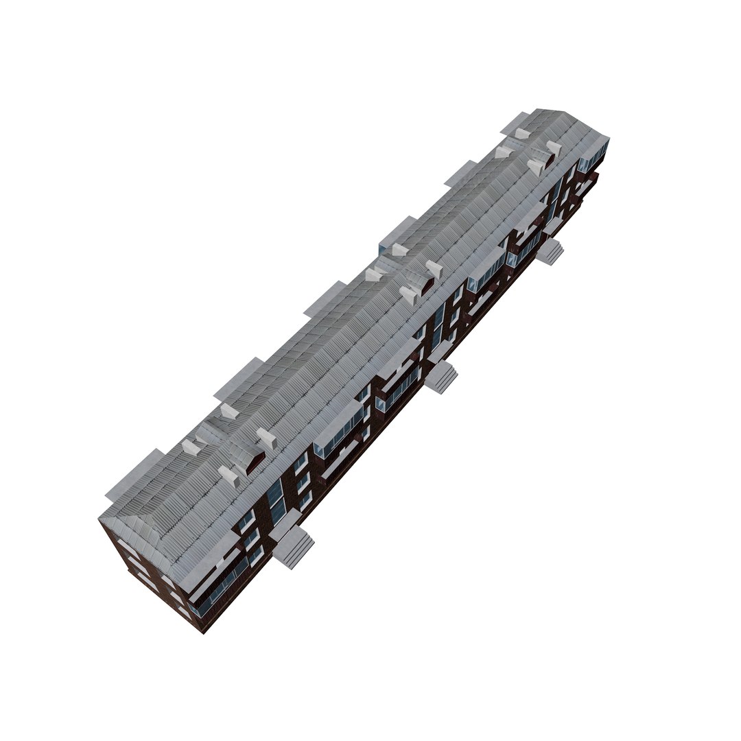 Brick 3-storey Apartment Building 3D Model - TurboSquid 1755229