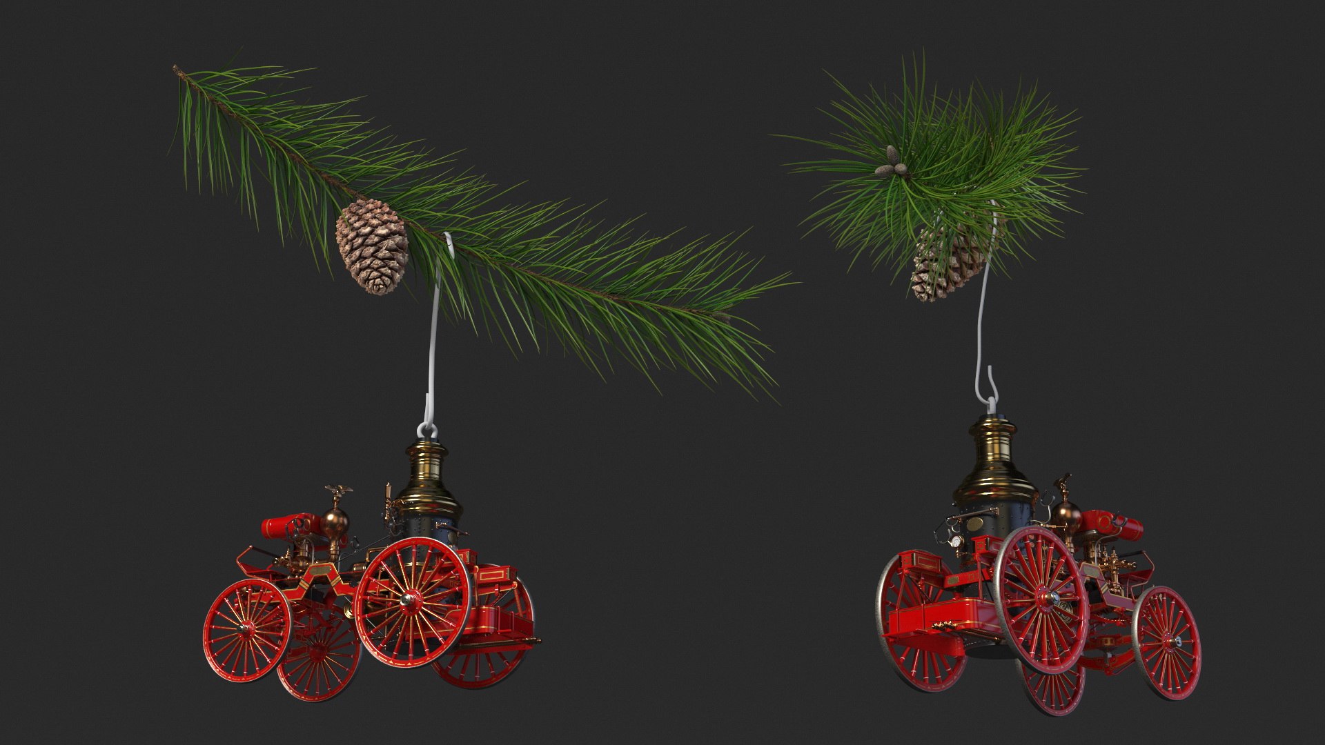 3D Toy Model Steam Fire Engine Christmas Branch - TurboSquid 2348897