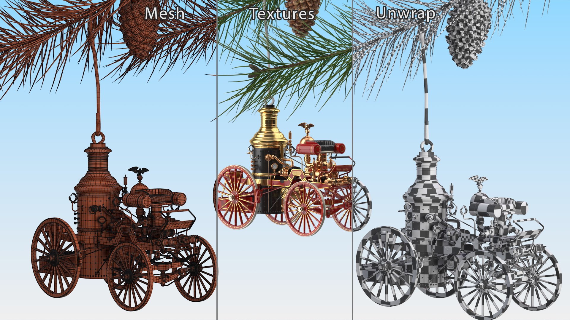3D Toy Model Steam Fire Engine Christmas Branch - TurboSquid 2348897