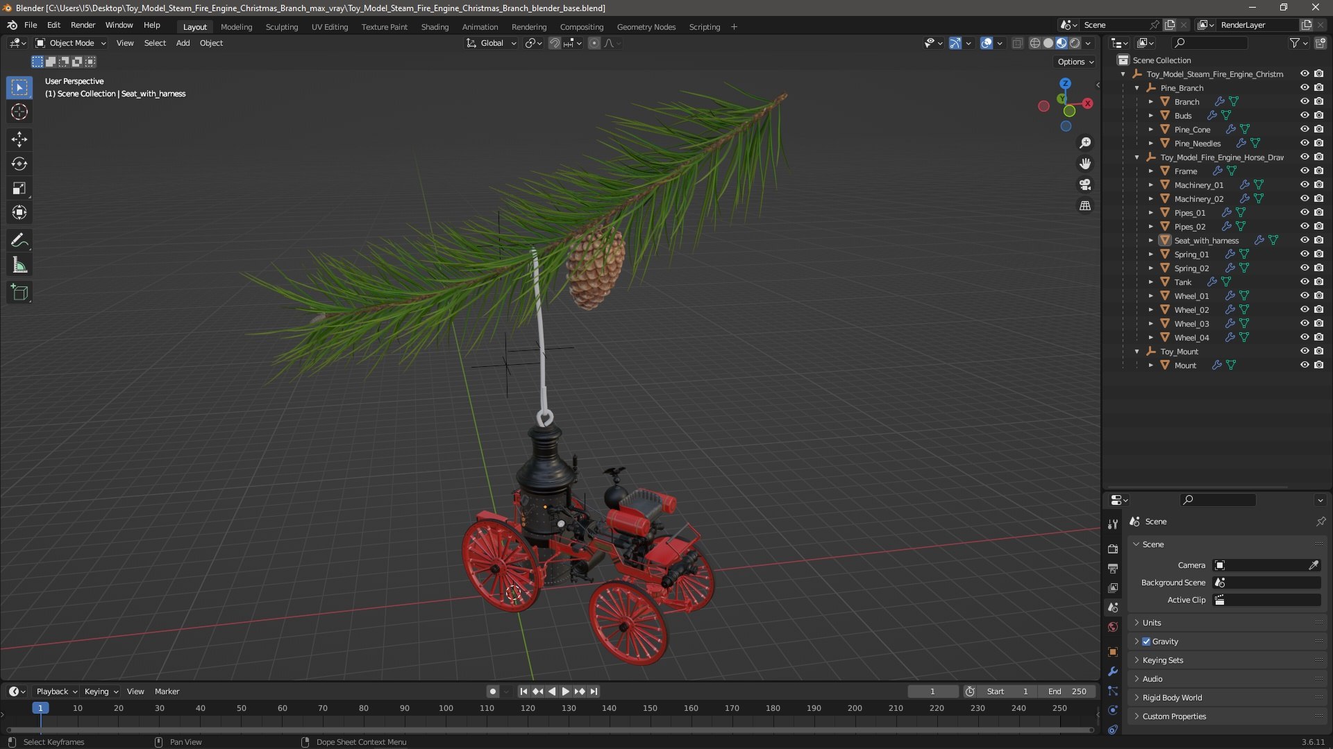 3D Toy Model Steam Fire Engine Christmas Branch - TurboSquid 2348897