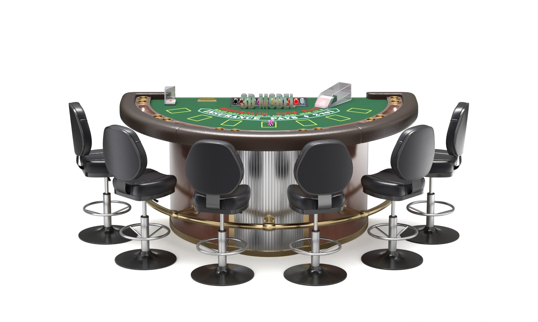3D Blackjack Table Set - TurboSquid 2278076