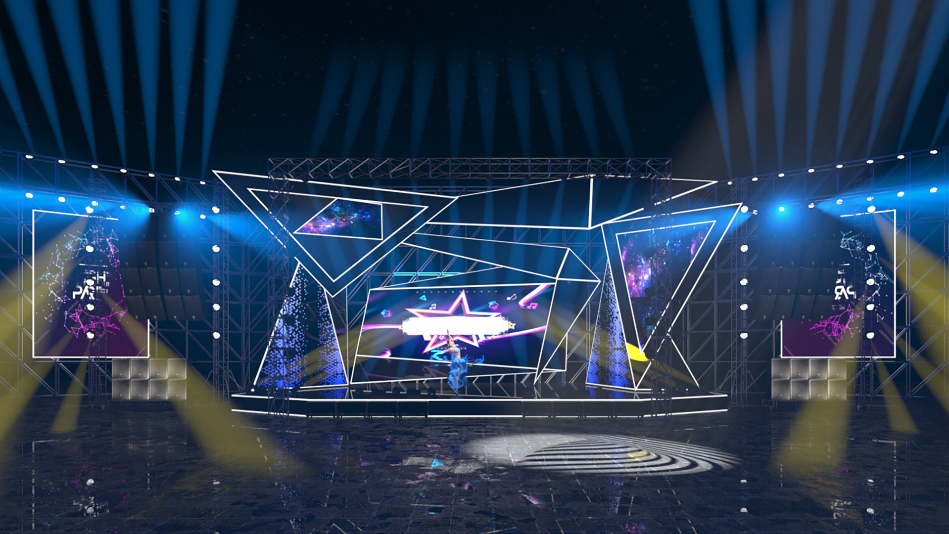 modèle 3D de Scène Concert Scénographie Scène à grande échelle ...