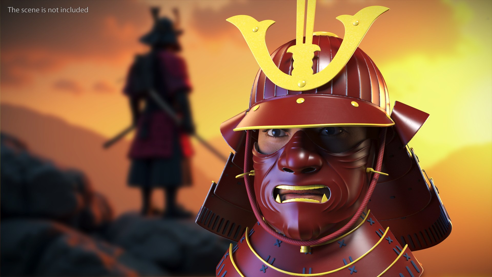 Armored Samurai Head With Kabuto And Menpo Red 3D Model - TurboSquid ...