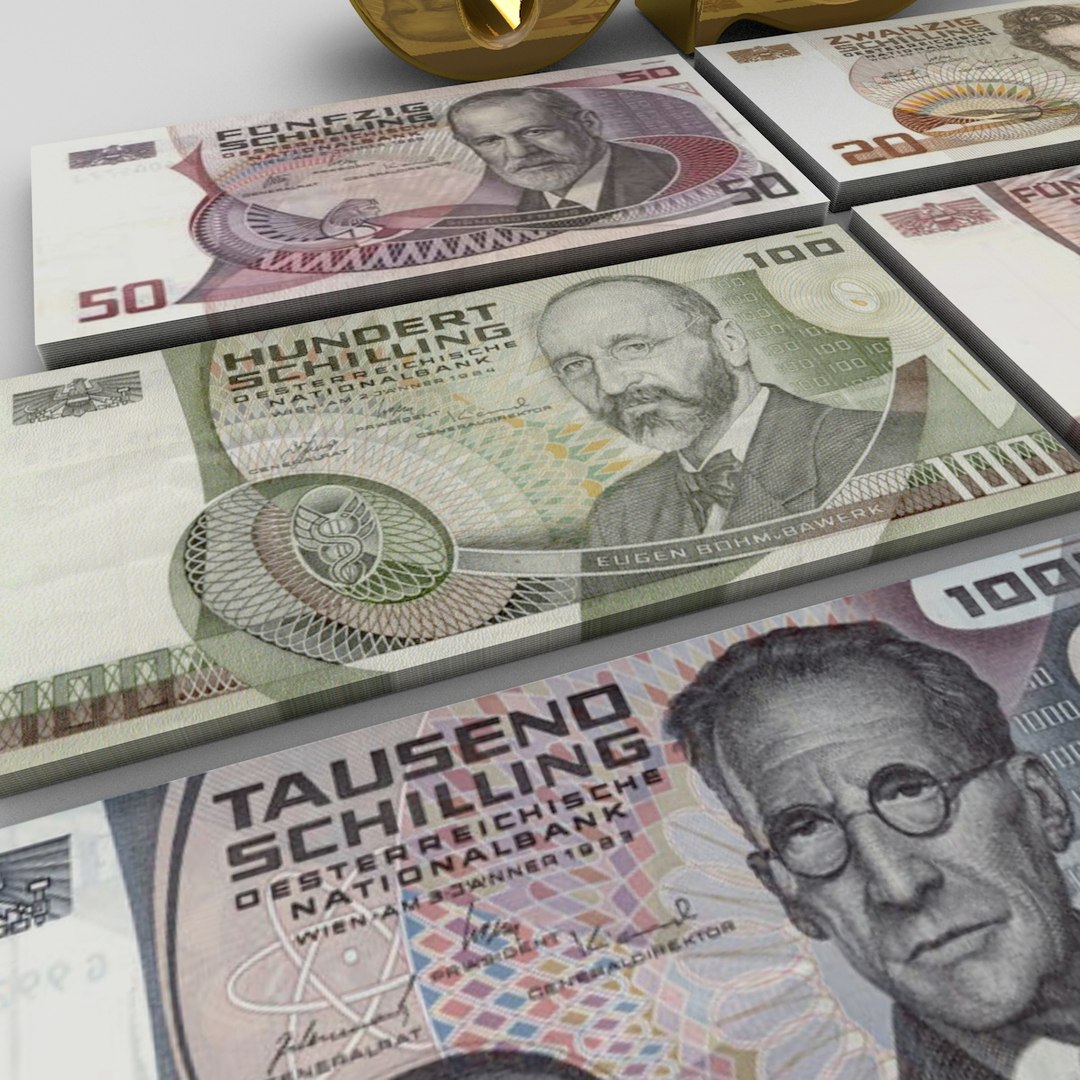 3d austrian shilling banknotes model