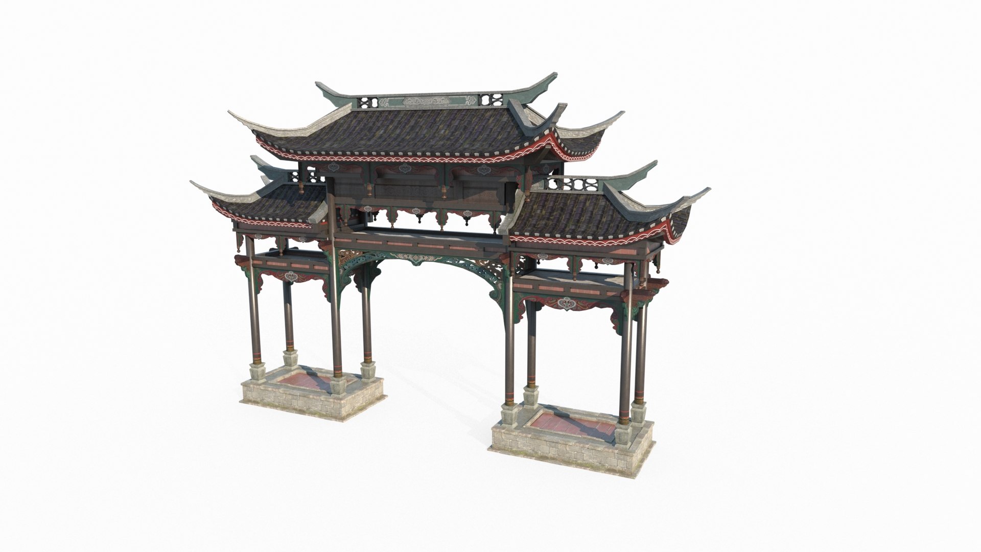 3D Archway Of Ancient Asian Architecture Model - TurboSquid 2074001