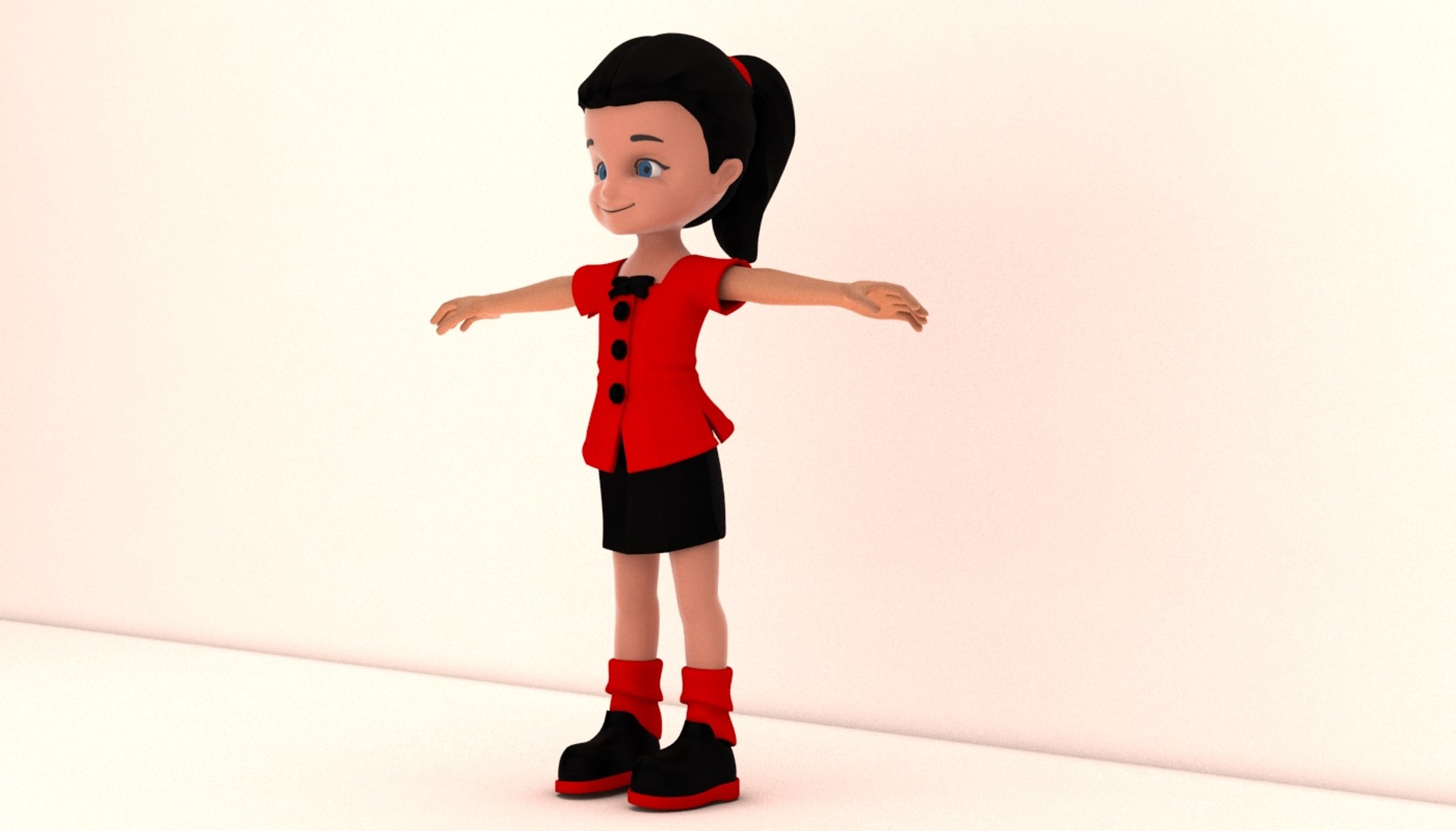 Cute girl cartoon model - TurboSquid 1496614