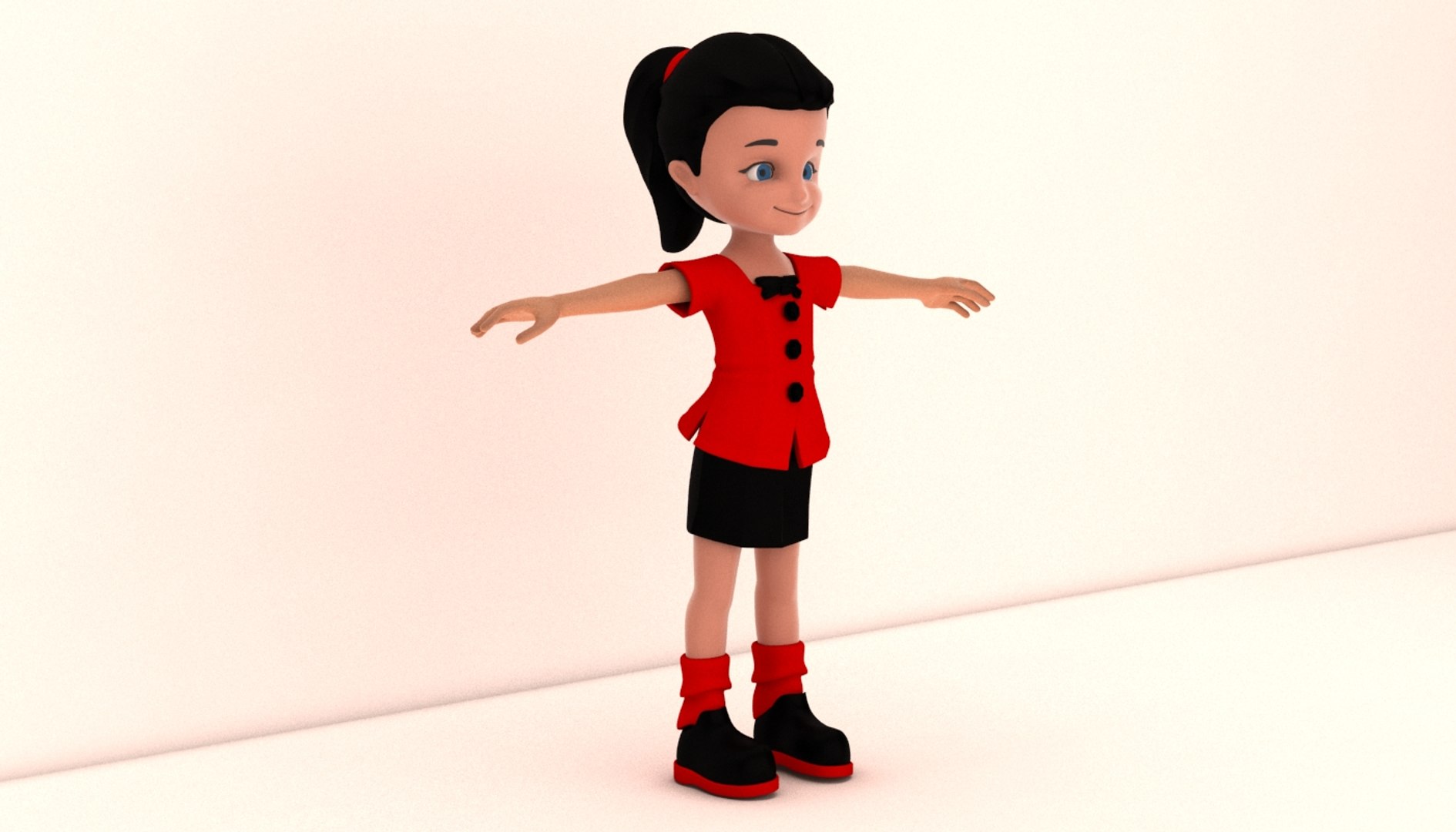 Cute girl cartoon model - TurboSquid 1496614