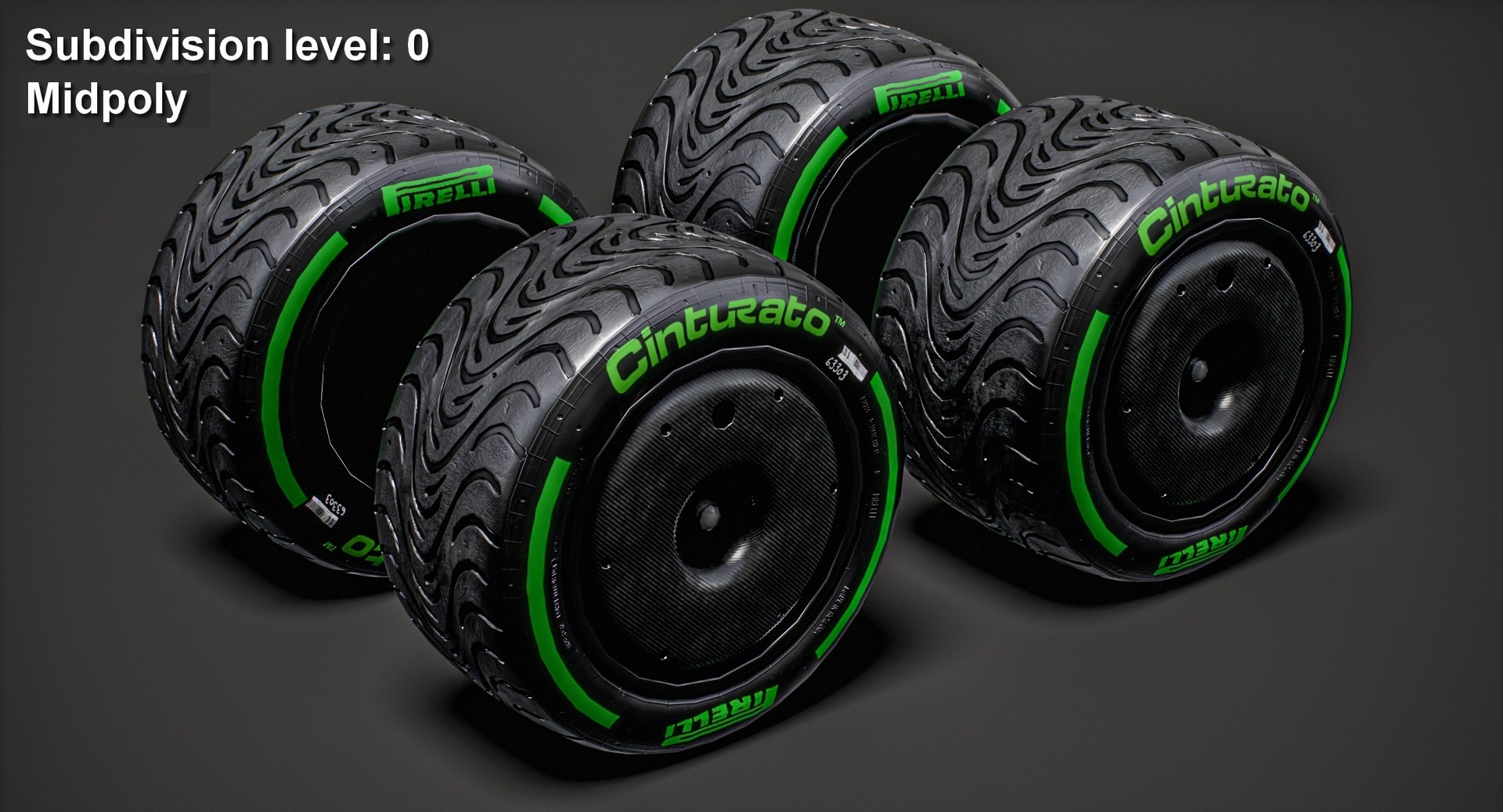 Formula 1 Pirelli Cinturato intermediate Wheels F1 Season 2023 3D model ...