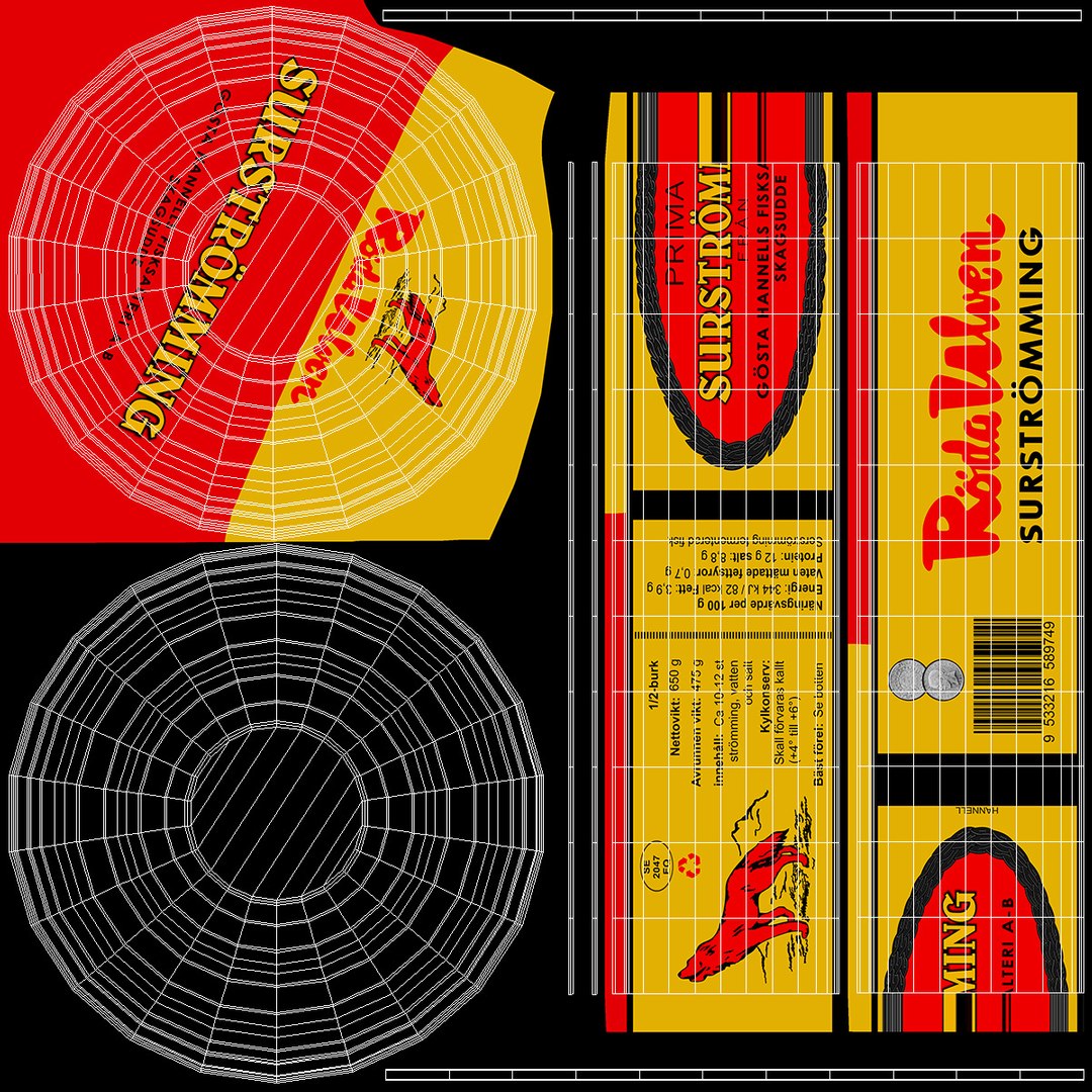 Tin With Surstromming Fish 475g 3D Model - TurboSquid 2144481