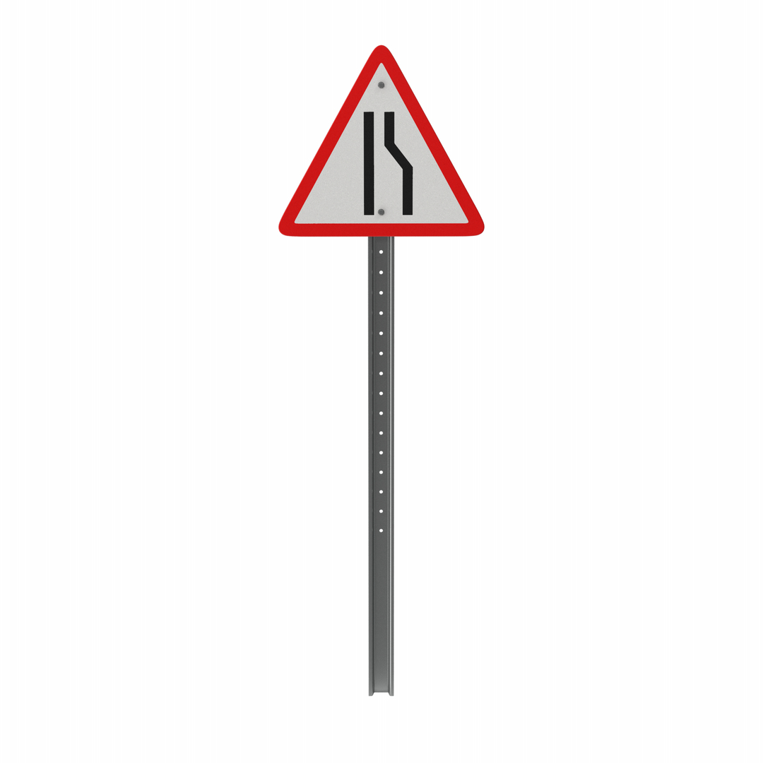 3D Model Road Narrow On Right Side Sign - TurboSquid 2044251