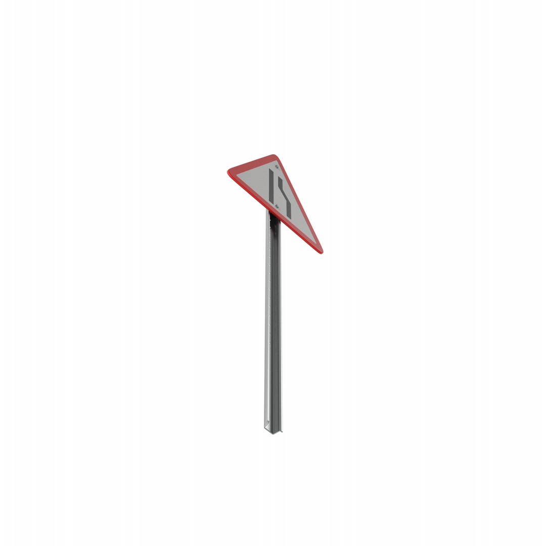 3D Model Road Narrow On Right Side Sign - TurboSquid 2044251