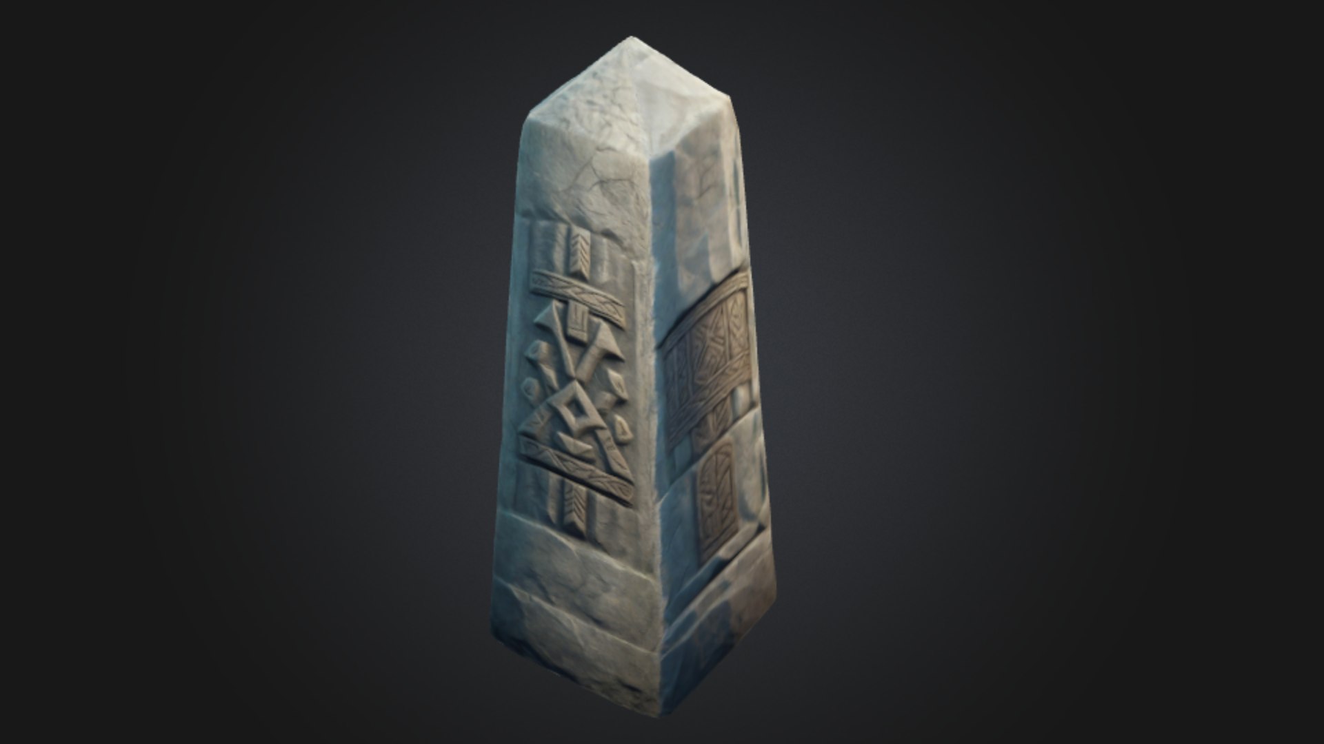 Stylized Game Ready Rune Stone Obelisk 3K Triangles Low Poly FBX OBJ ...