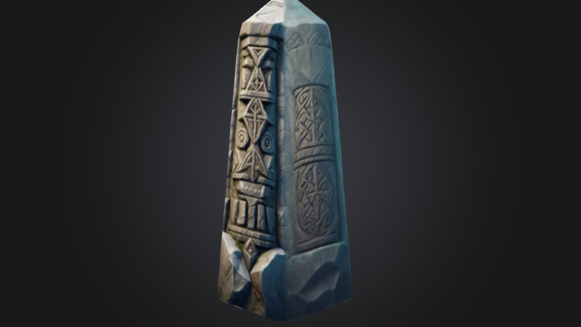 Stylized Game Ready Rune Stone Obelisk 3K Triangles Low Poly FBX OBJ ...