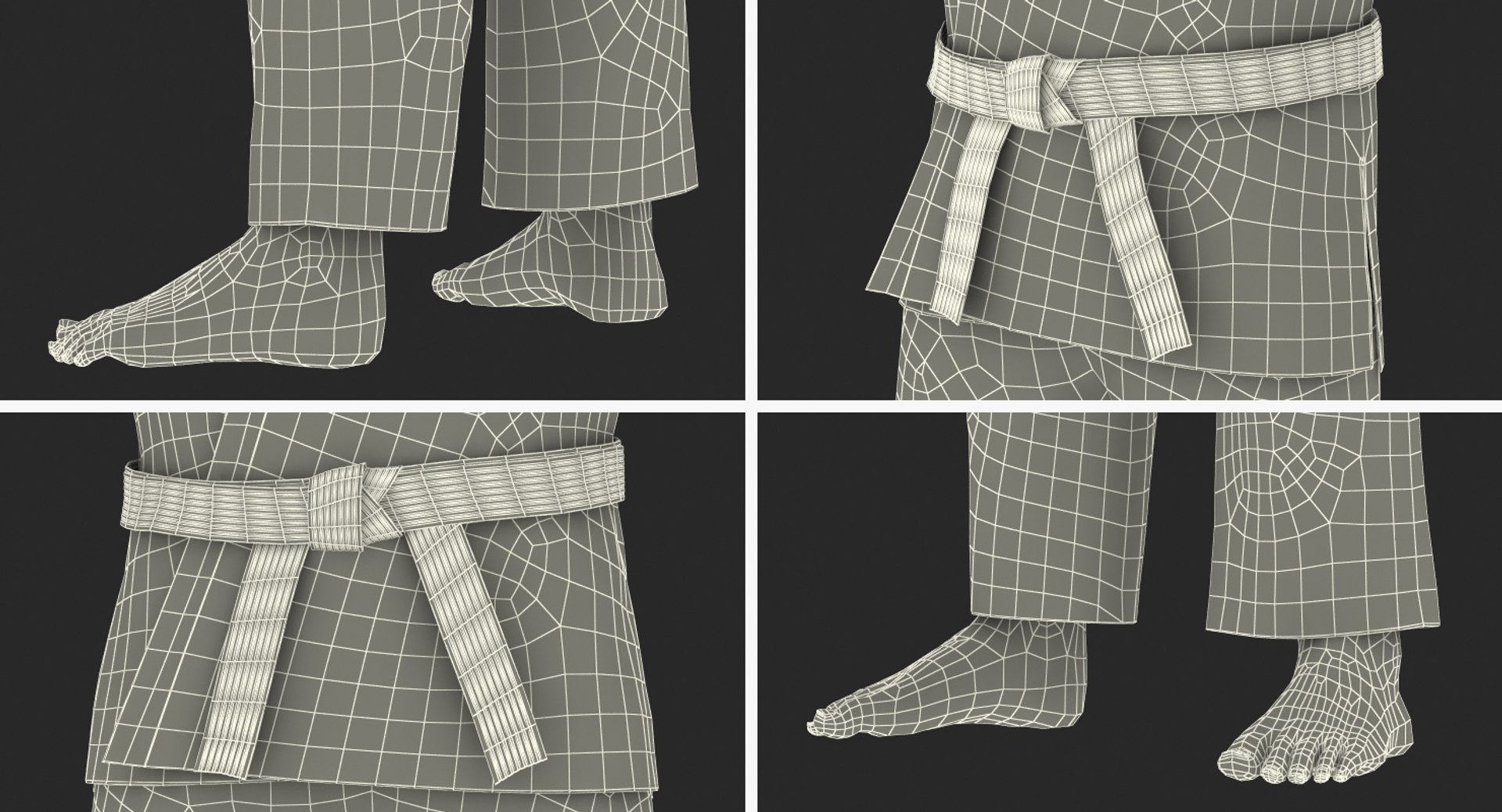 3d japanese karate fighter rigged model