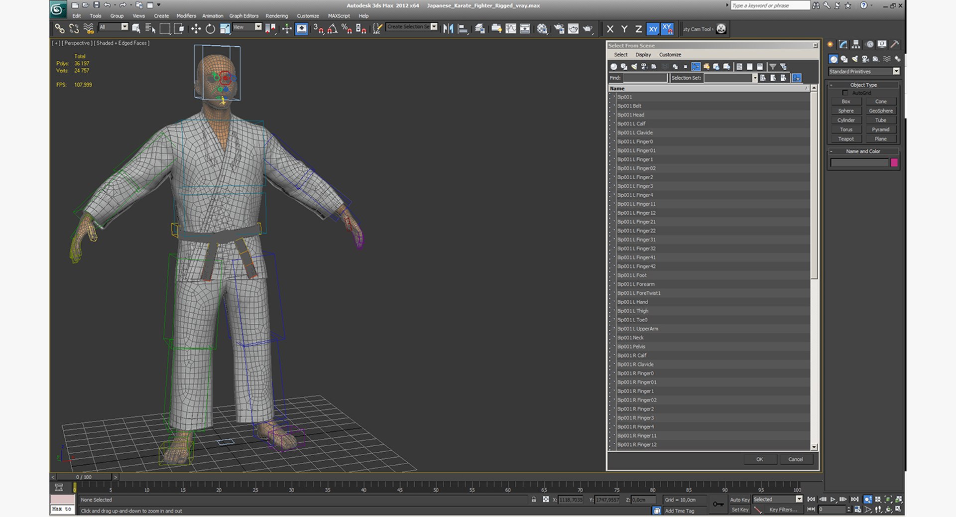 3d japanese karate fighter rigged model