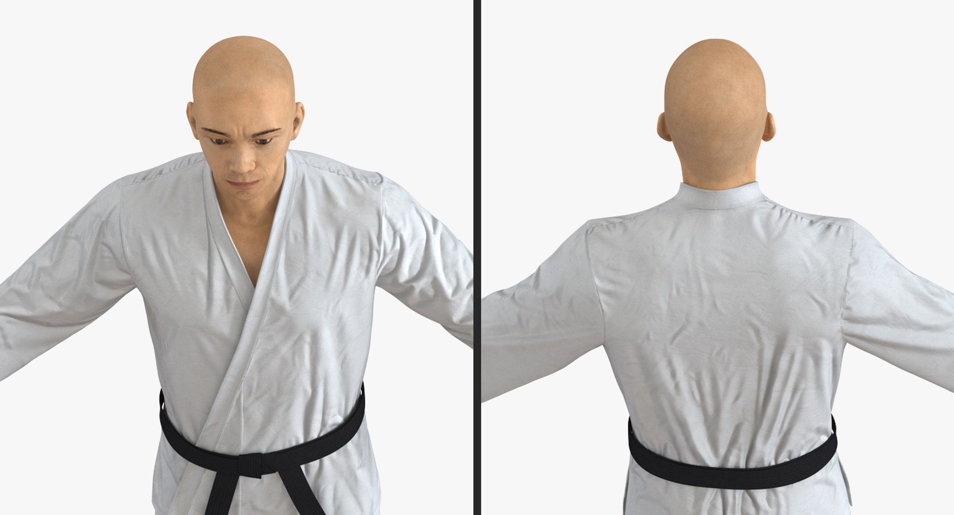 3d japanese karate fighter rigged model