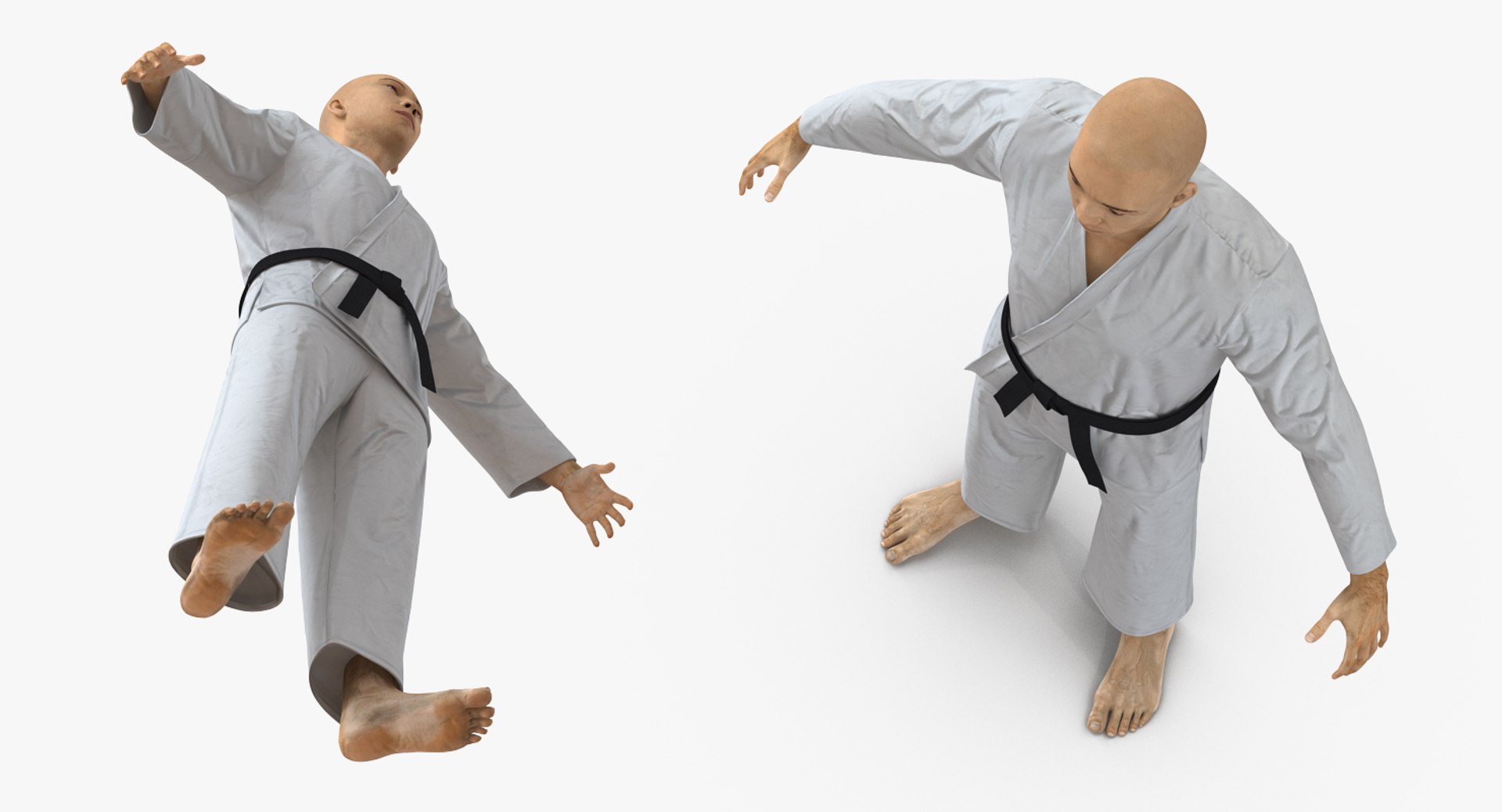 3d japanese karate fighter rigged model