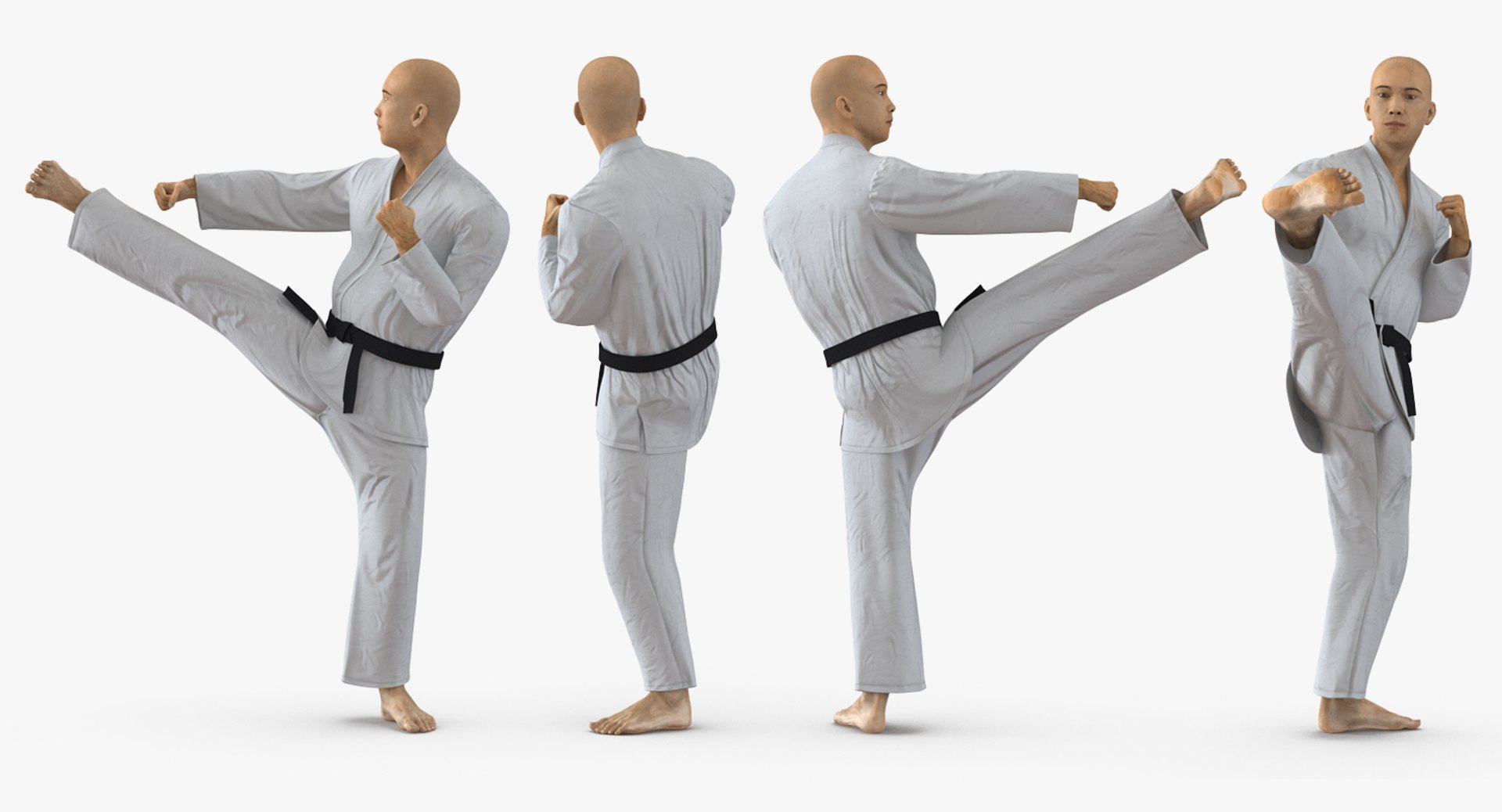 3d japanese karate fighter rigged model