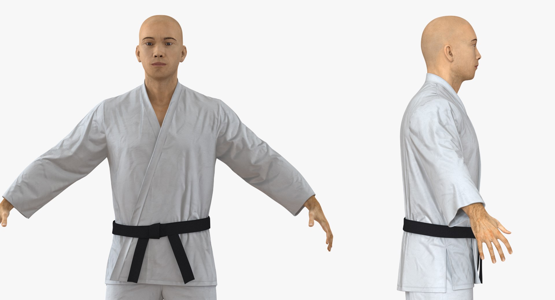 3d japanese karate fighter rigged model