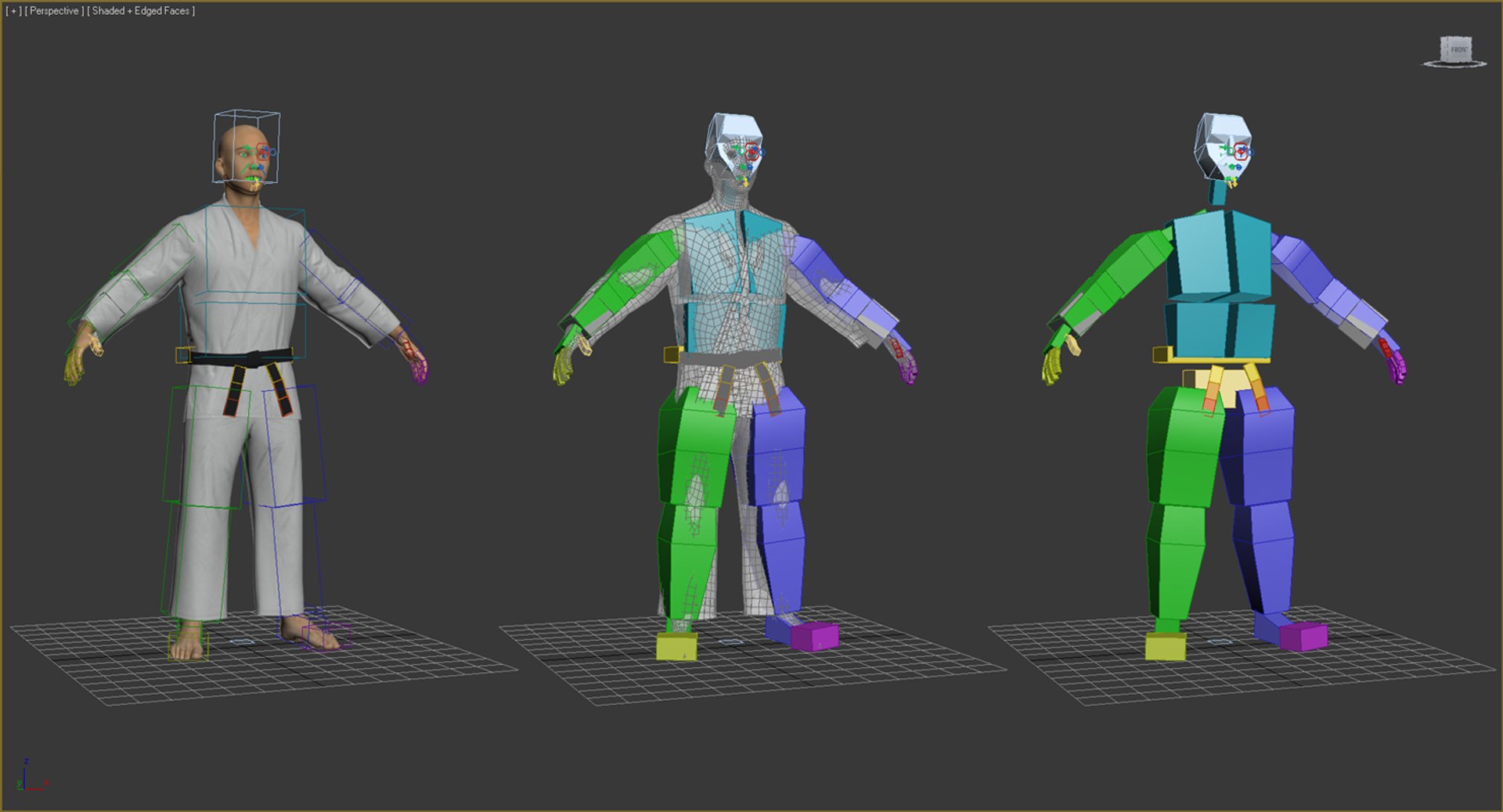 3d japanese karate fighter rigged model