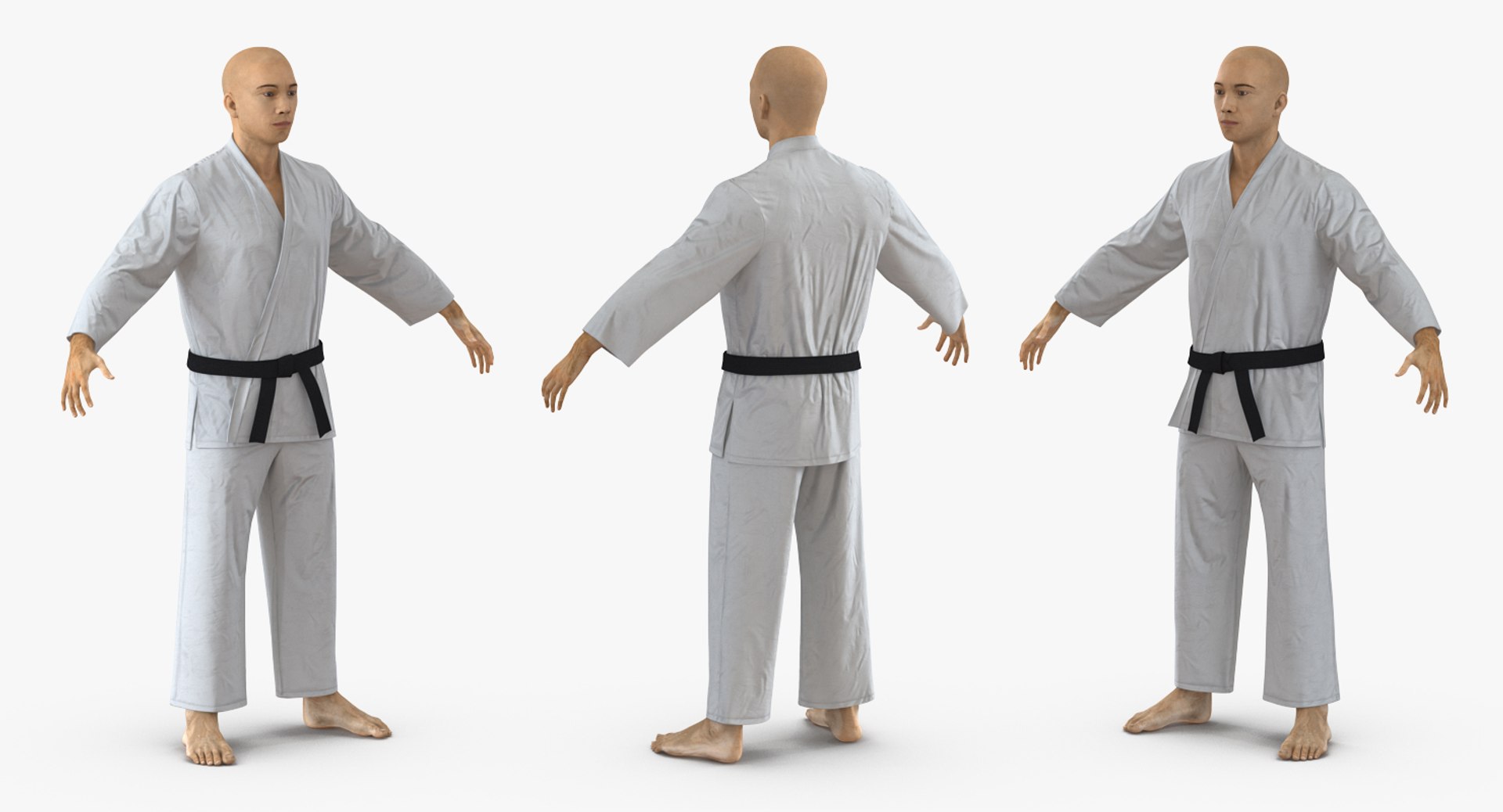 3d japanese karate fighter rigged model