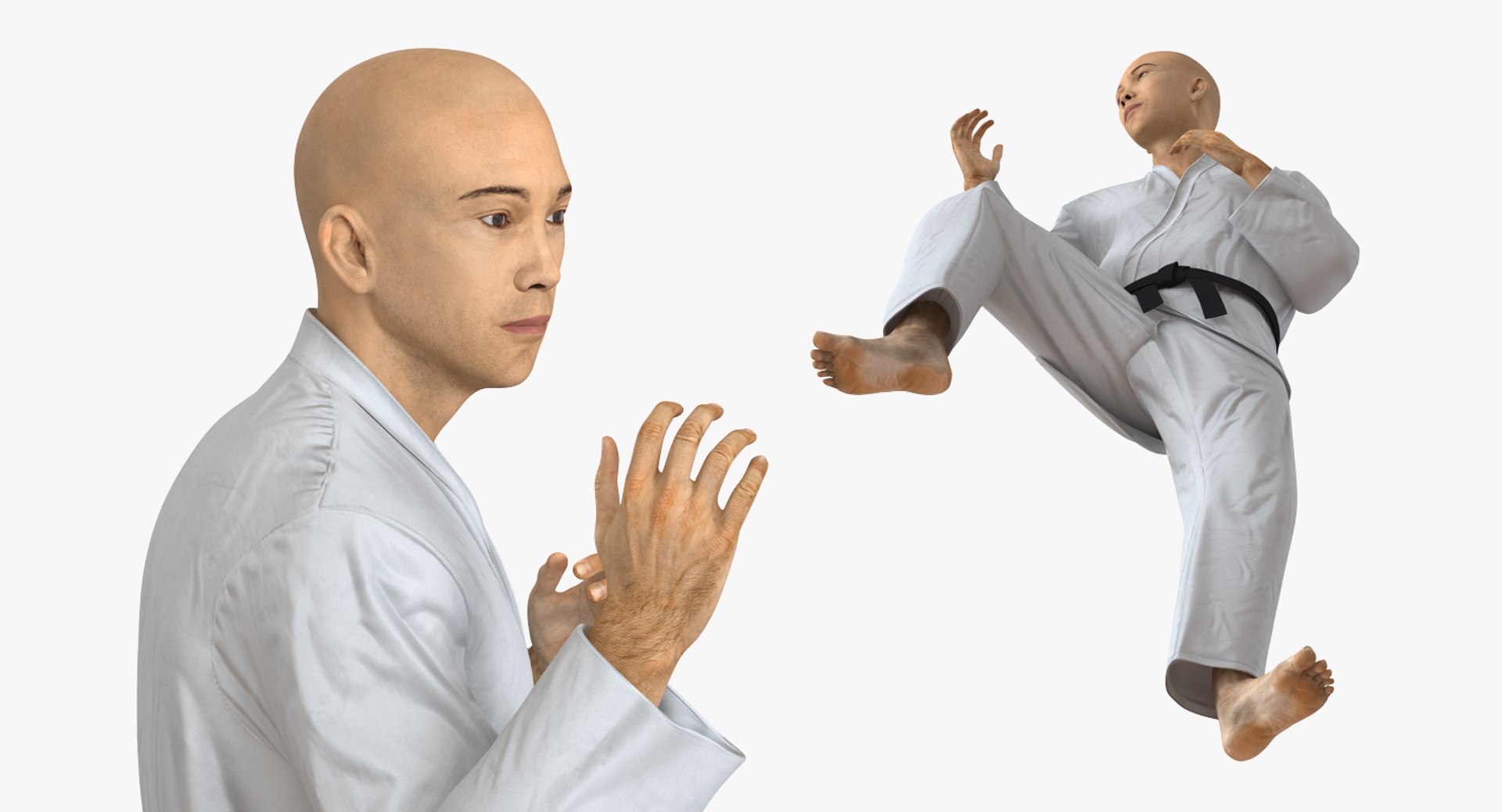 3d japanese karate fighter rigged model