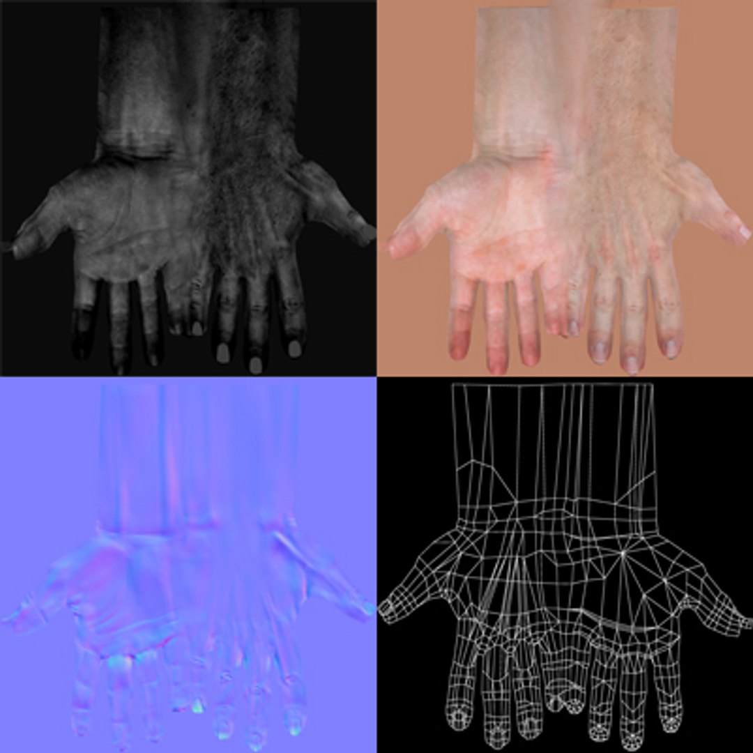 hand quad high-res 3d model