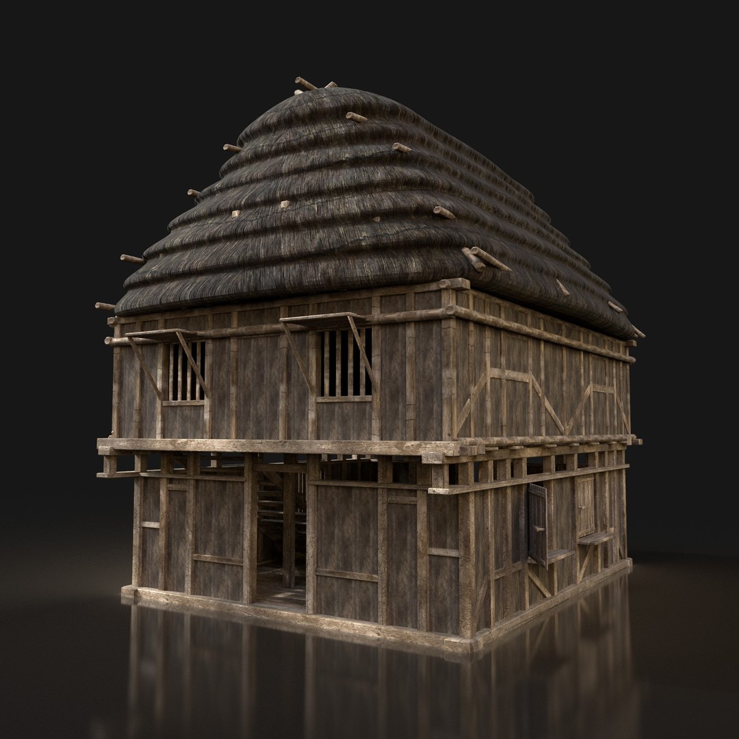 3D Model Ready Thatched Granary House Buildings - TurboSquid 1483341