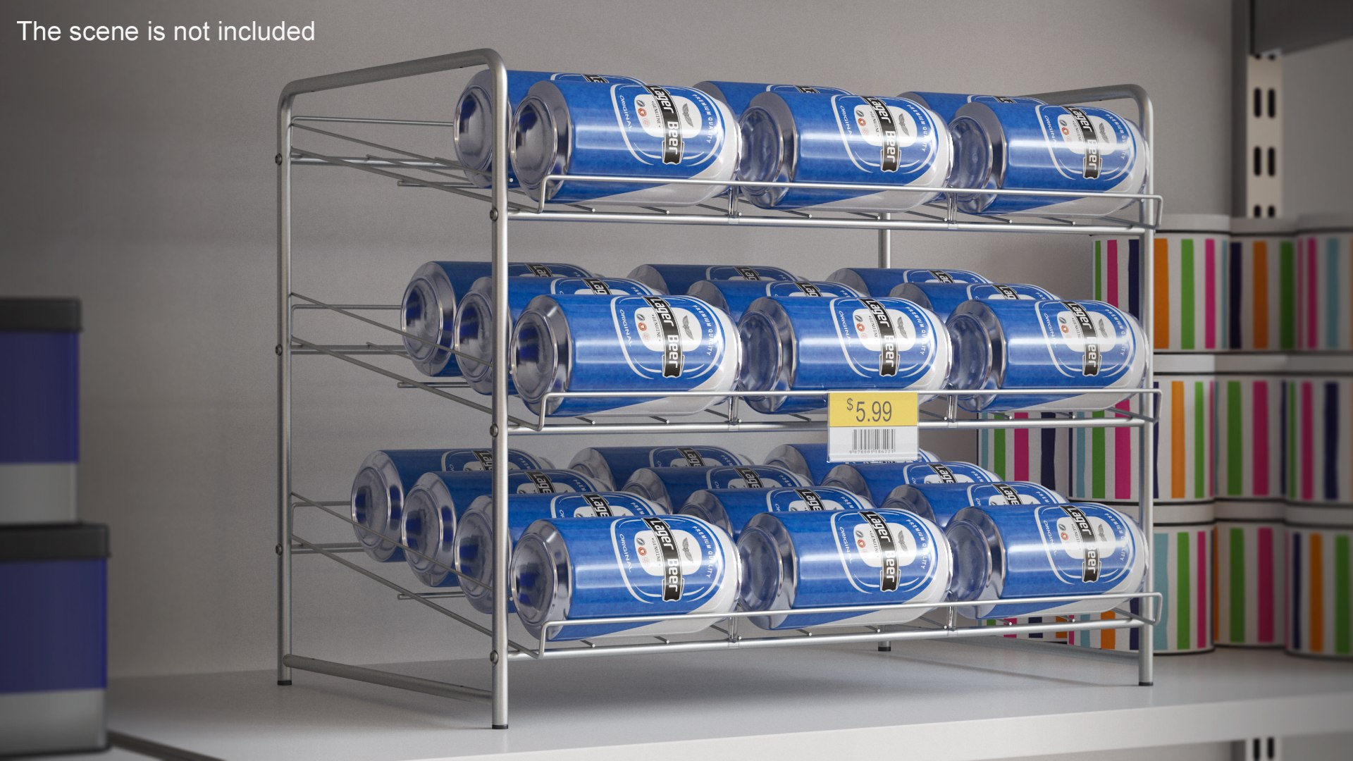 3D Can Rack Dispenser Chrome With Beer Cans And Price Tag Model ...