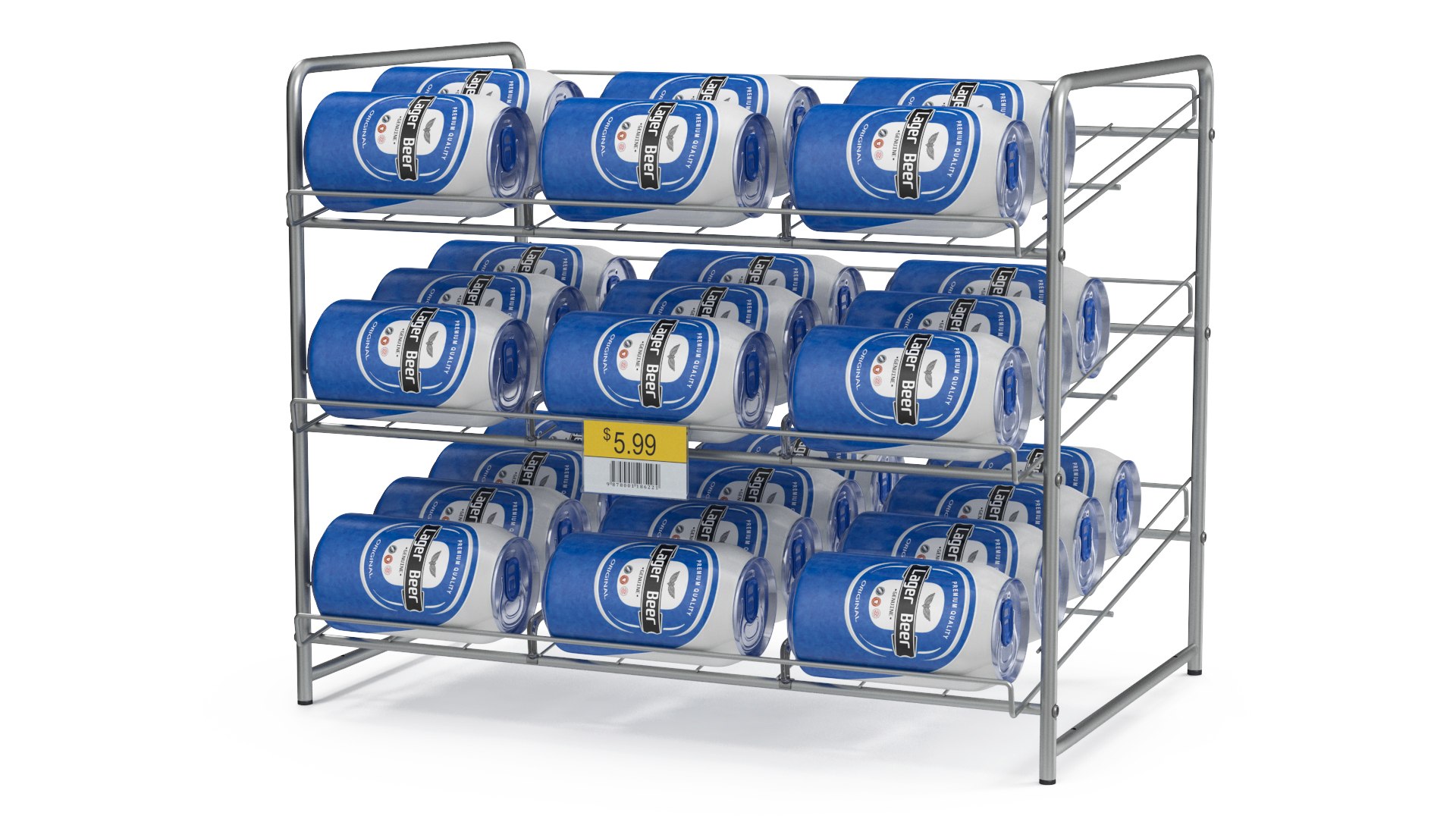 3D Can Rack Dispenser Chrome With Beer Cans And Price Tag Model ...