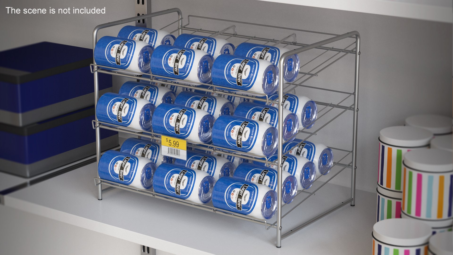 3D Can Rack Dispenser Chrome With Beer Cans And Price Tag Model ...