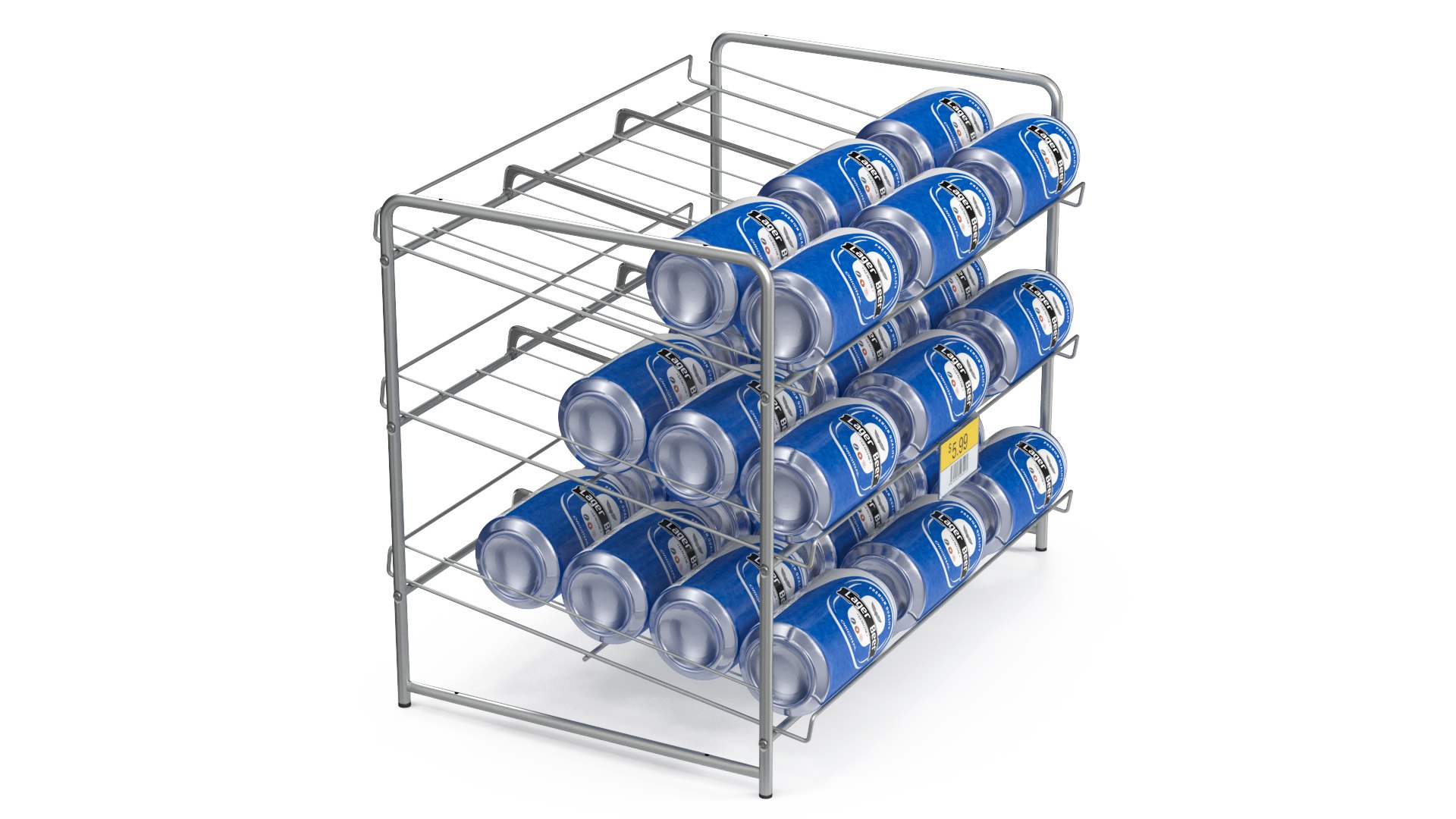 3D Can Rack Dispenser Chrome With Beer Cans And Price Tag Model ...