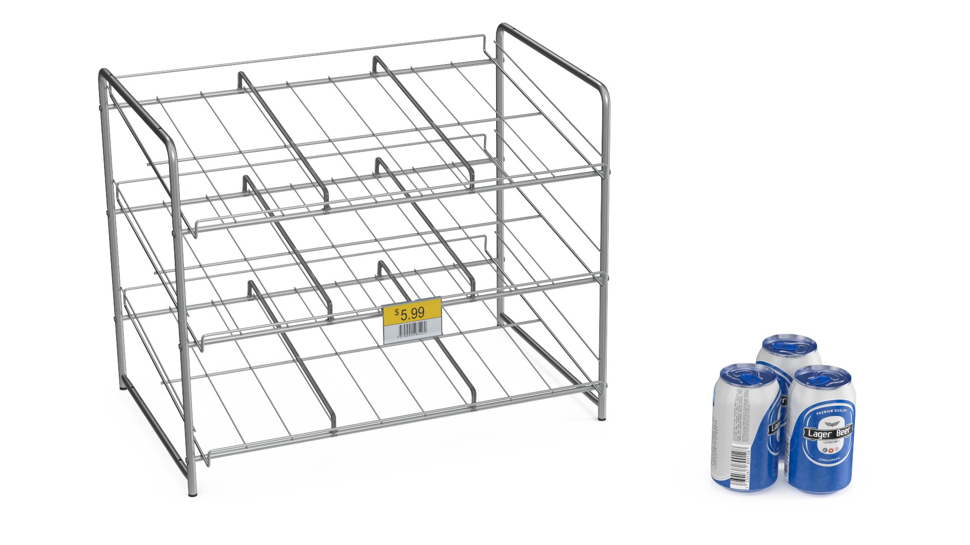 3D Can Rack Dispenser Chrome With Beer Cans And Price Tag Model ...