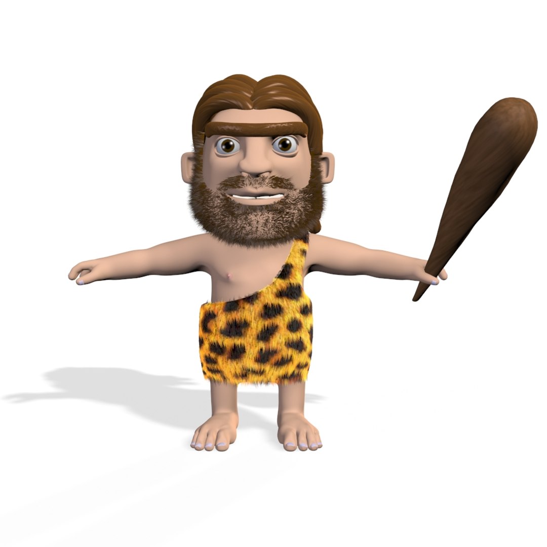 3D Cave Man Neanderthal Cute Cartoon - TurboSquid 1465531