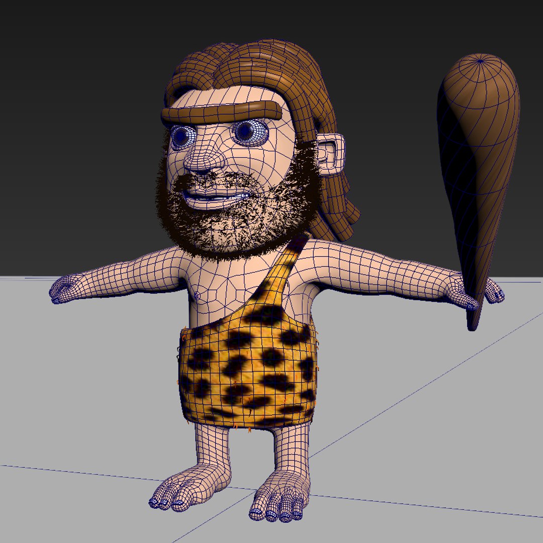 3D Cave Man Neanderthal Cute Cartoon - TurboSquid 1465531