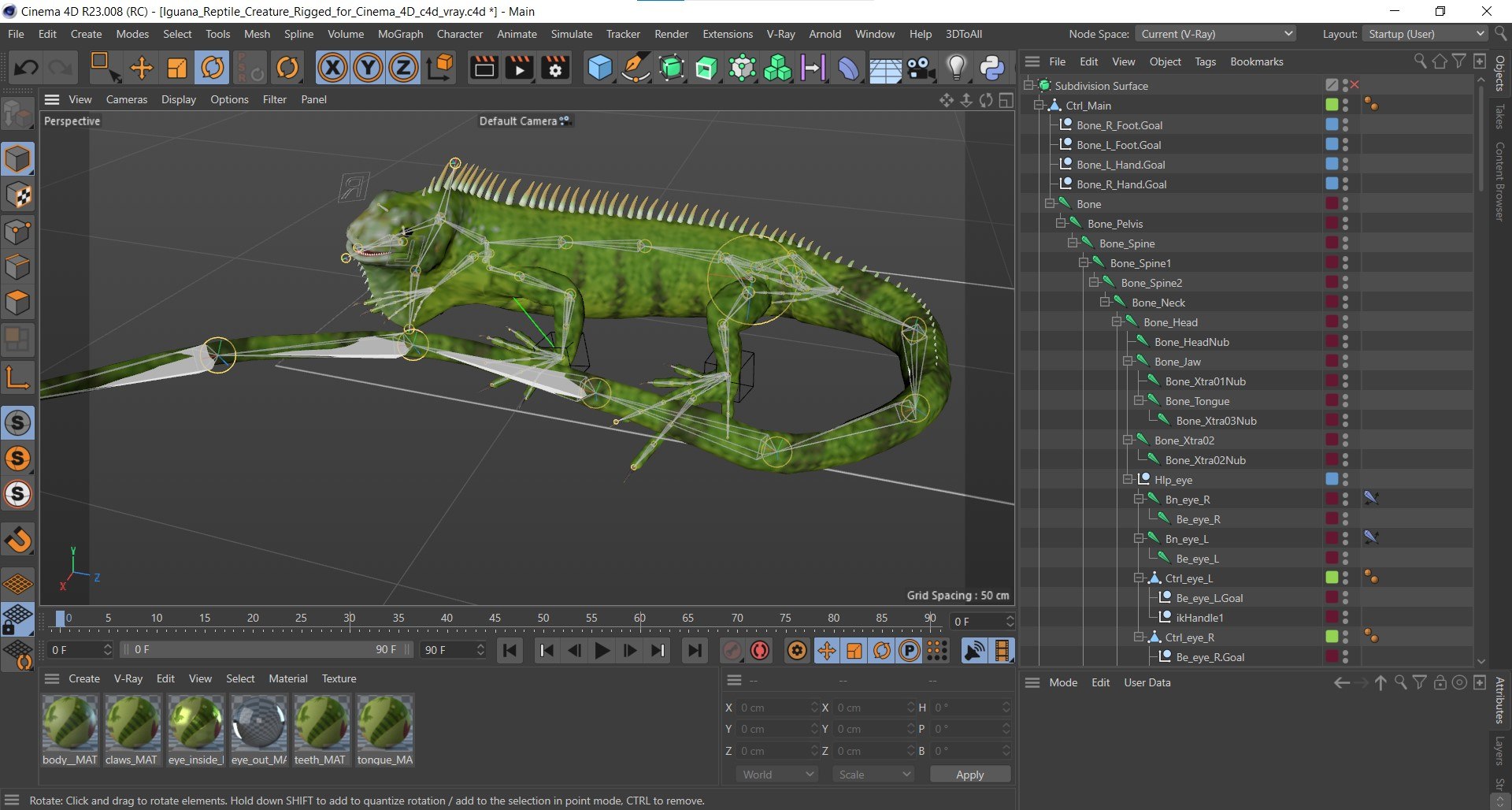 3D Iguana Reptile Creature Rigged For Cinema 4D Model - TurboSquid 2381277