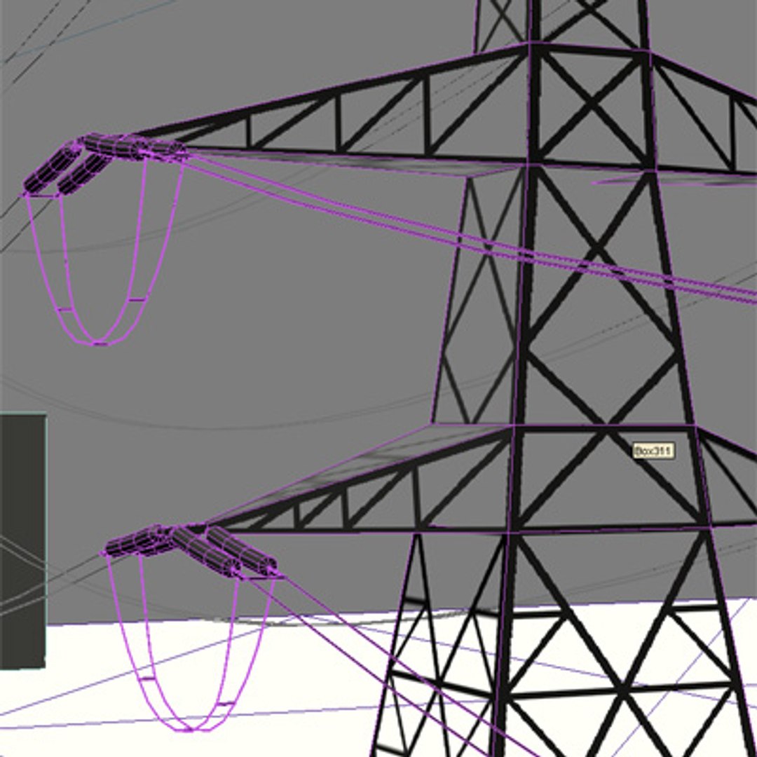 3d Model Polygons Tower Tension Line