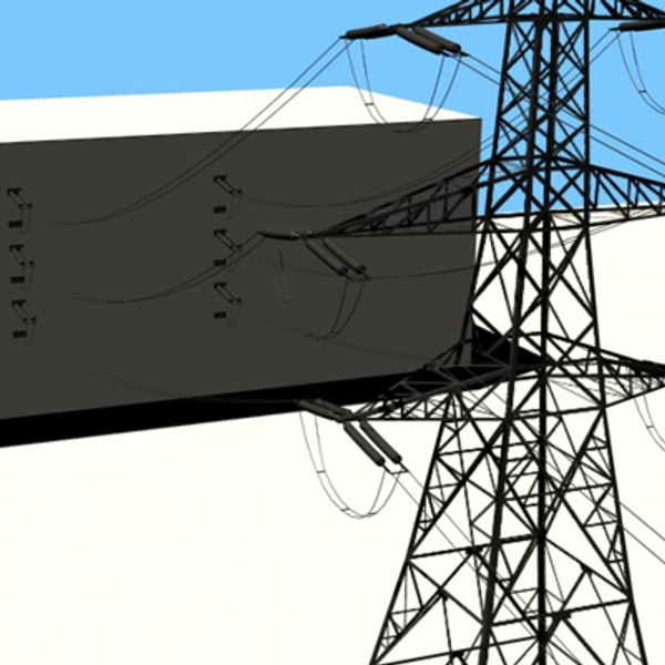 3d model polygons tower tension line