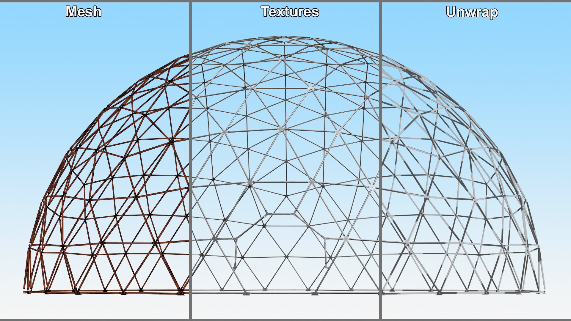 Hemisphere Geodesic Metal Construction Model - TurboSquid 2247434