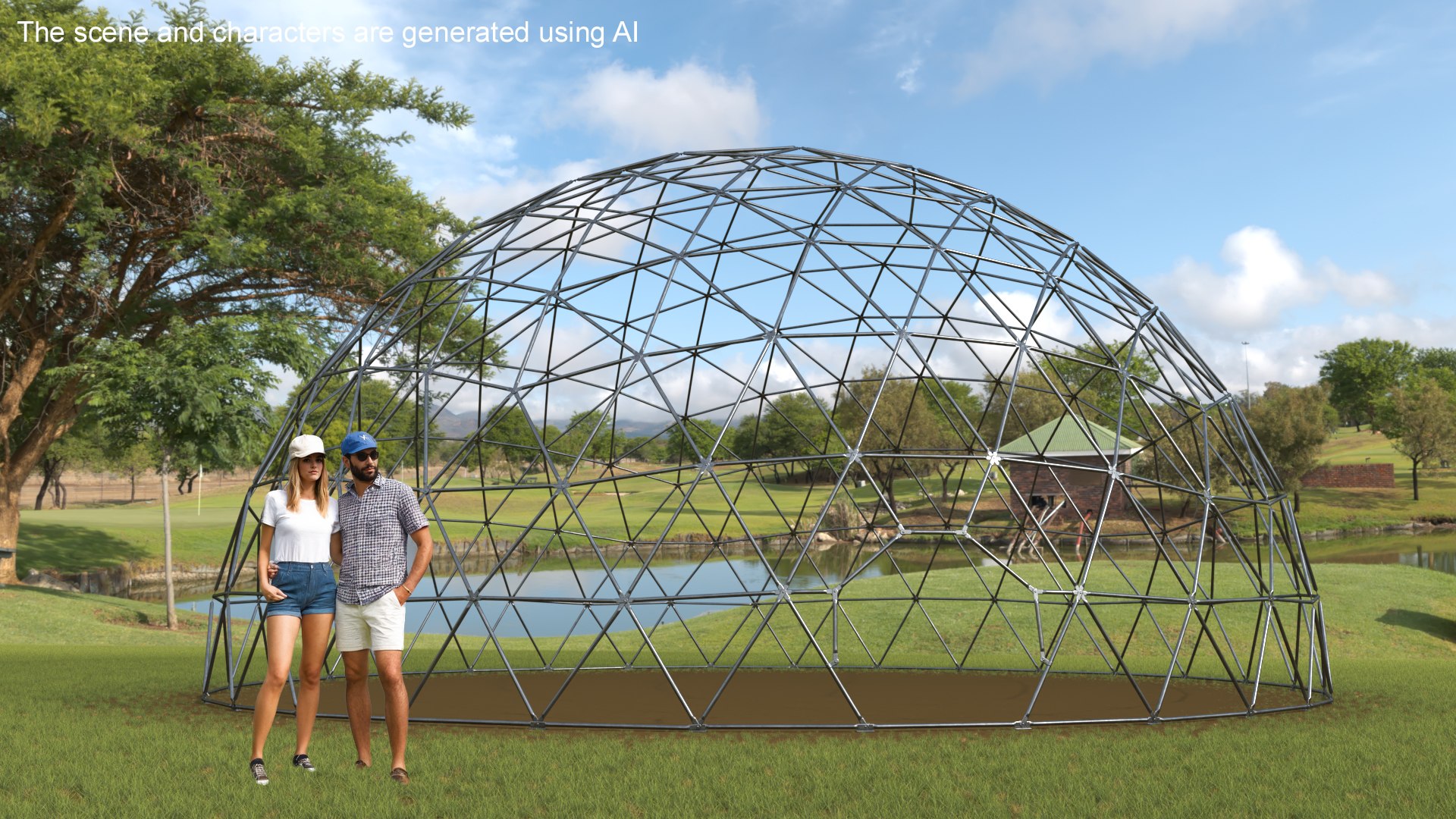Hemisphere Geodesic Metal Construction Model - TurboSquid 2247434